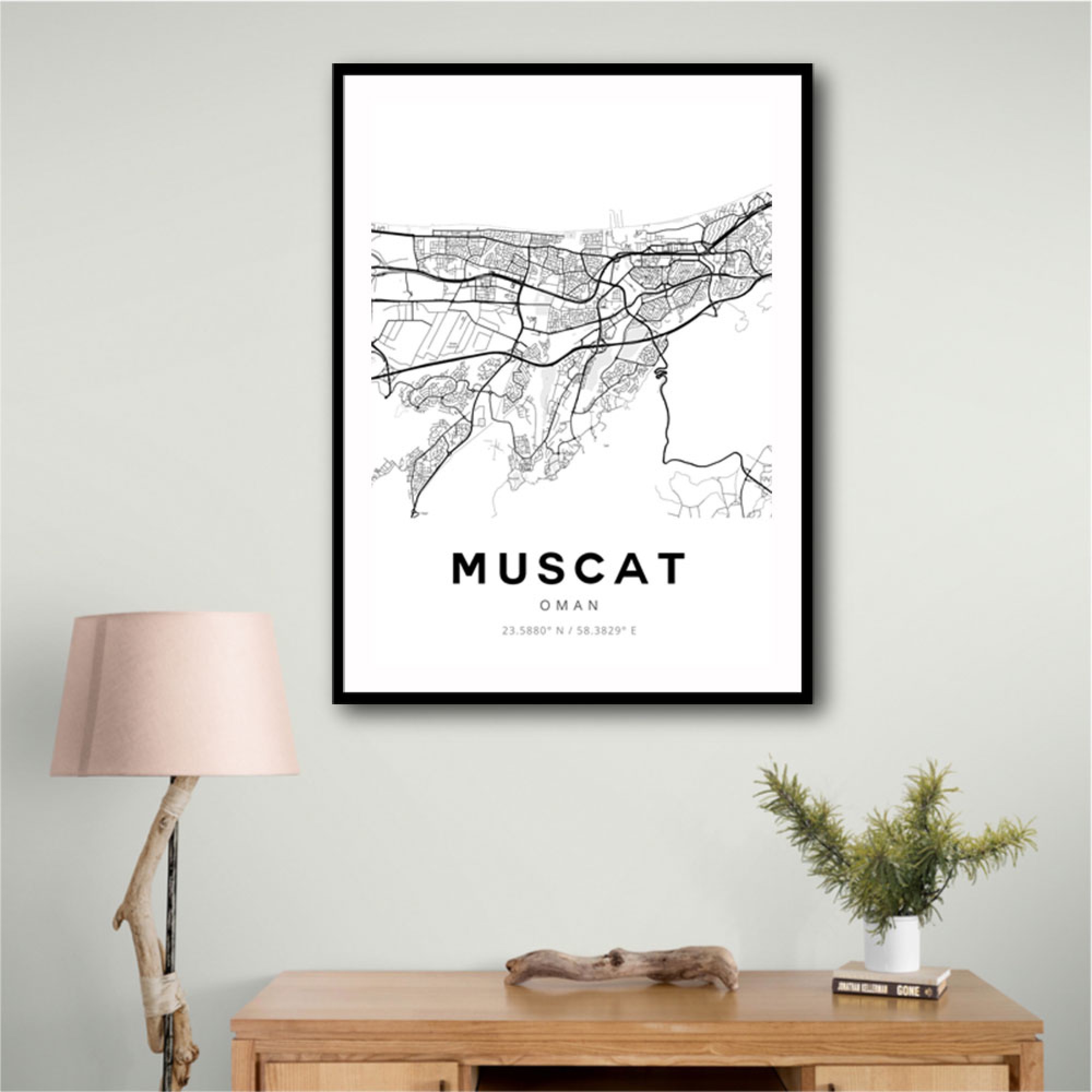 Muscat City Map Wall Art