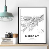 Muscat City Map Wall Art