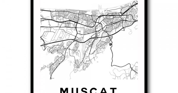 Muscat City Map Wall Art