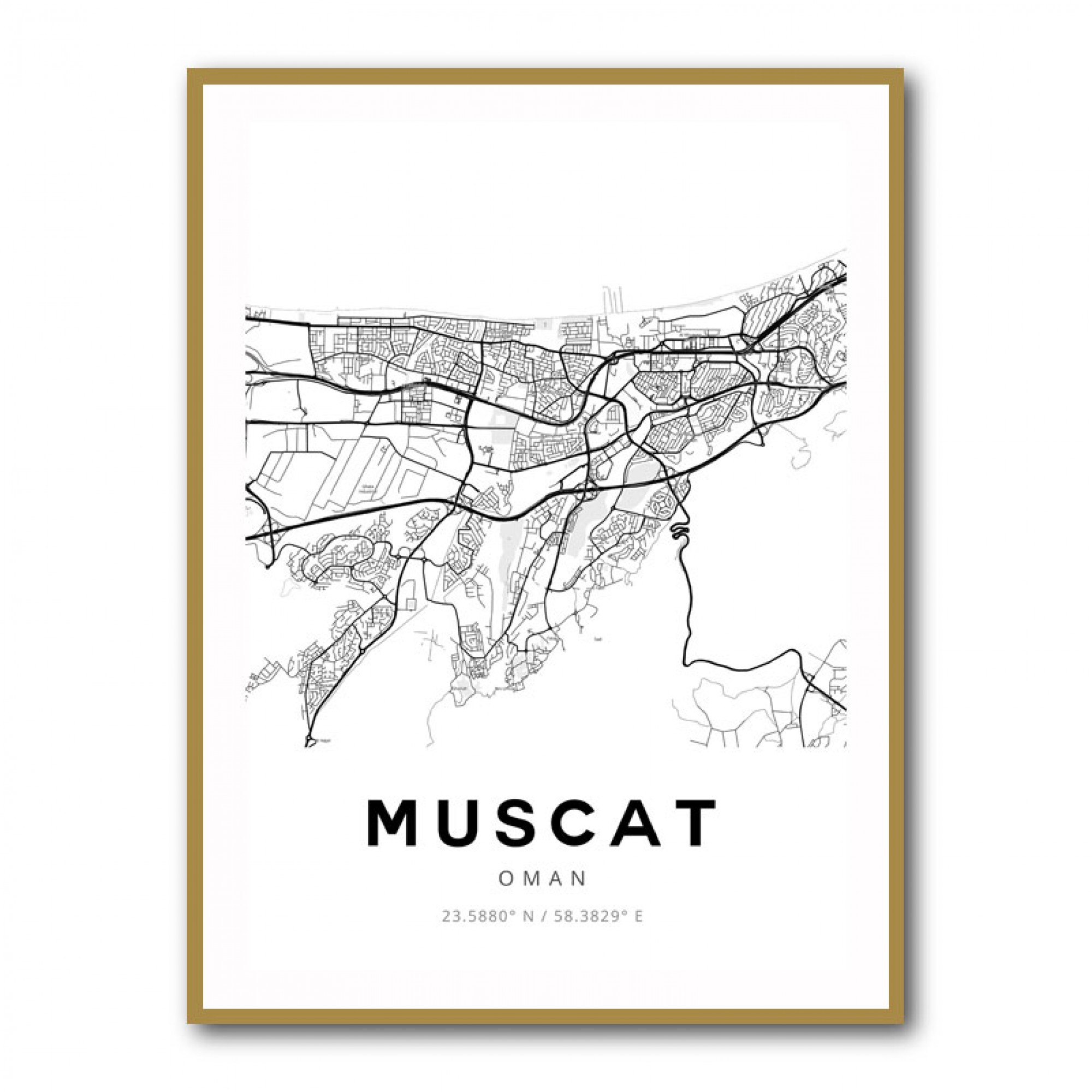 Muscat City Map Wall Art