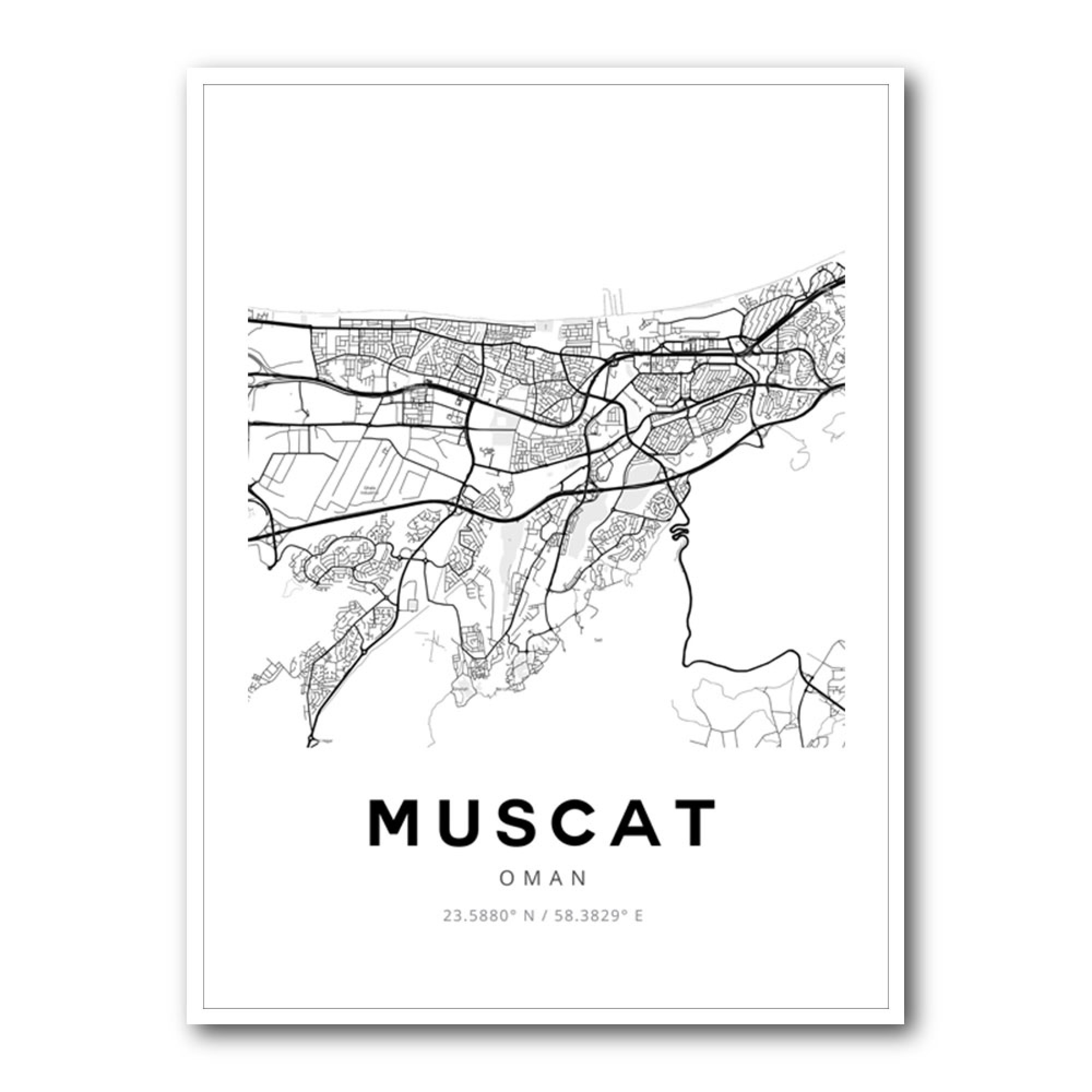 Muscat City Map Wall Art