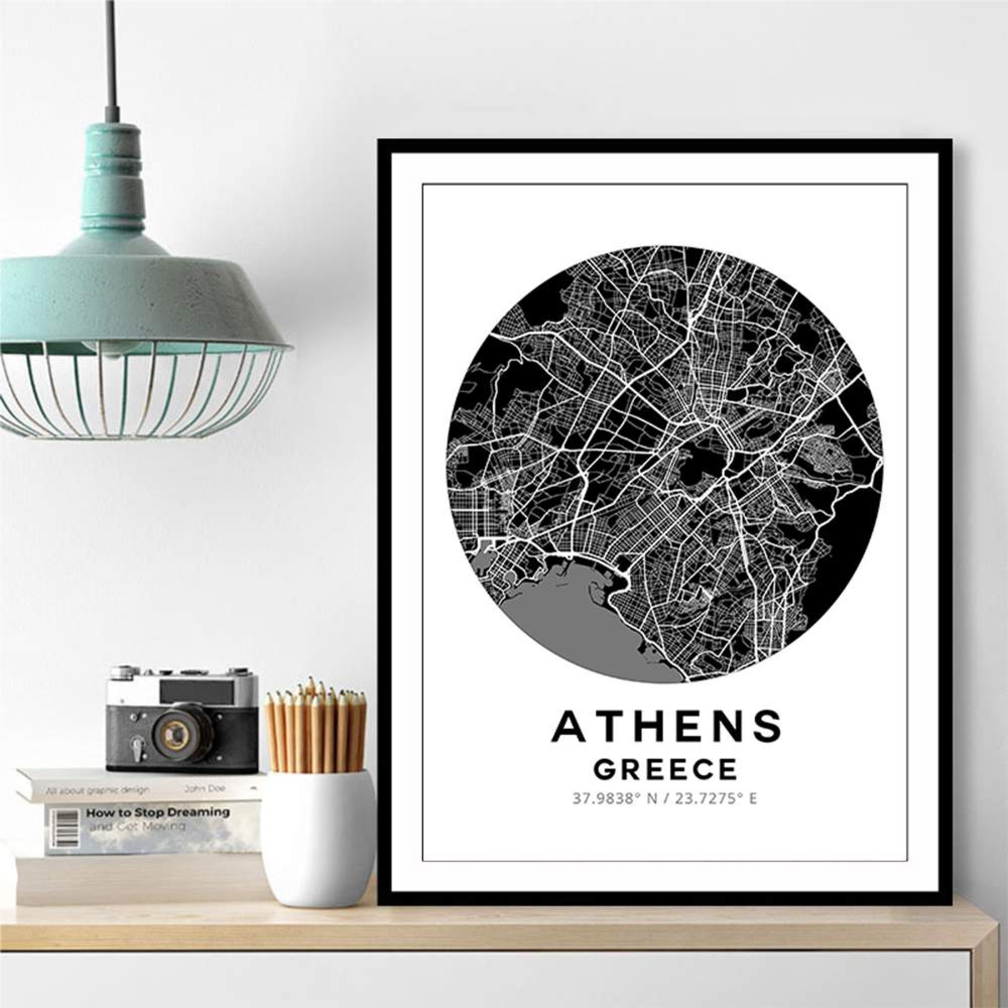 Athens Map Round Style Wall Art