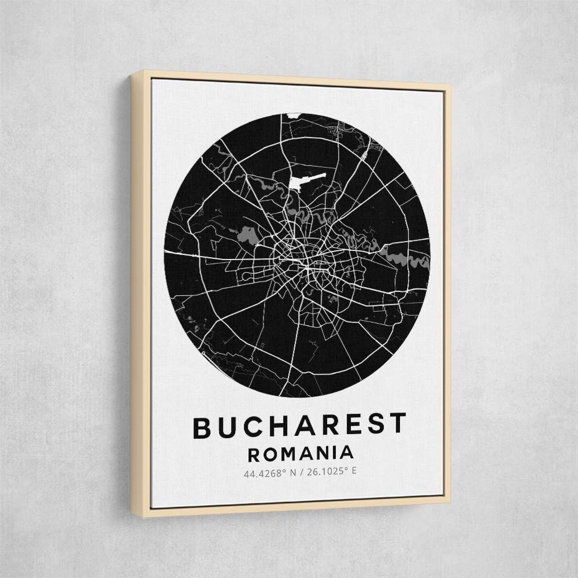 Bucharest Map Round Style Wall Art