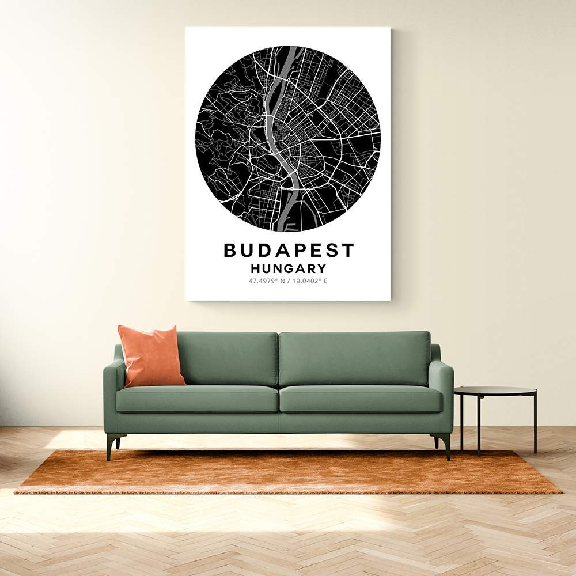 Budapest Map Round Style Wall Art