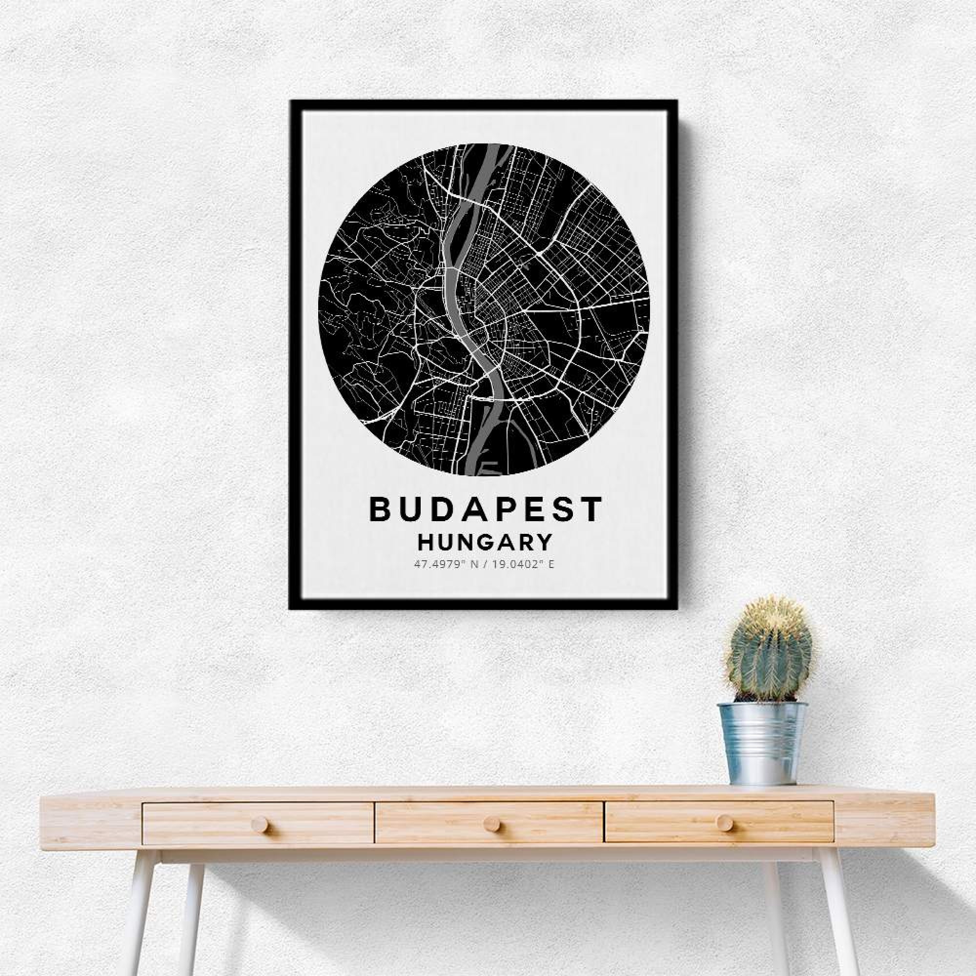 Budapest Map Round Style Wall Art
