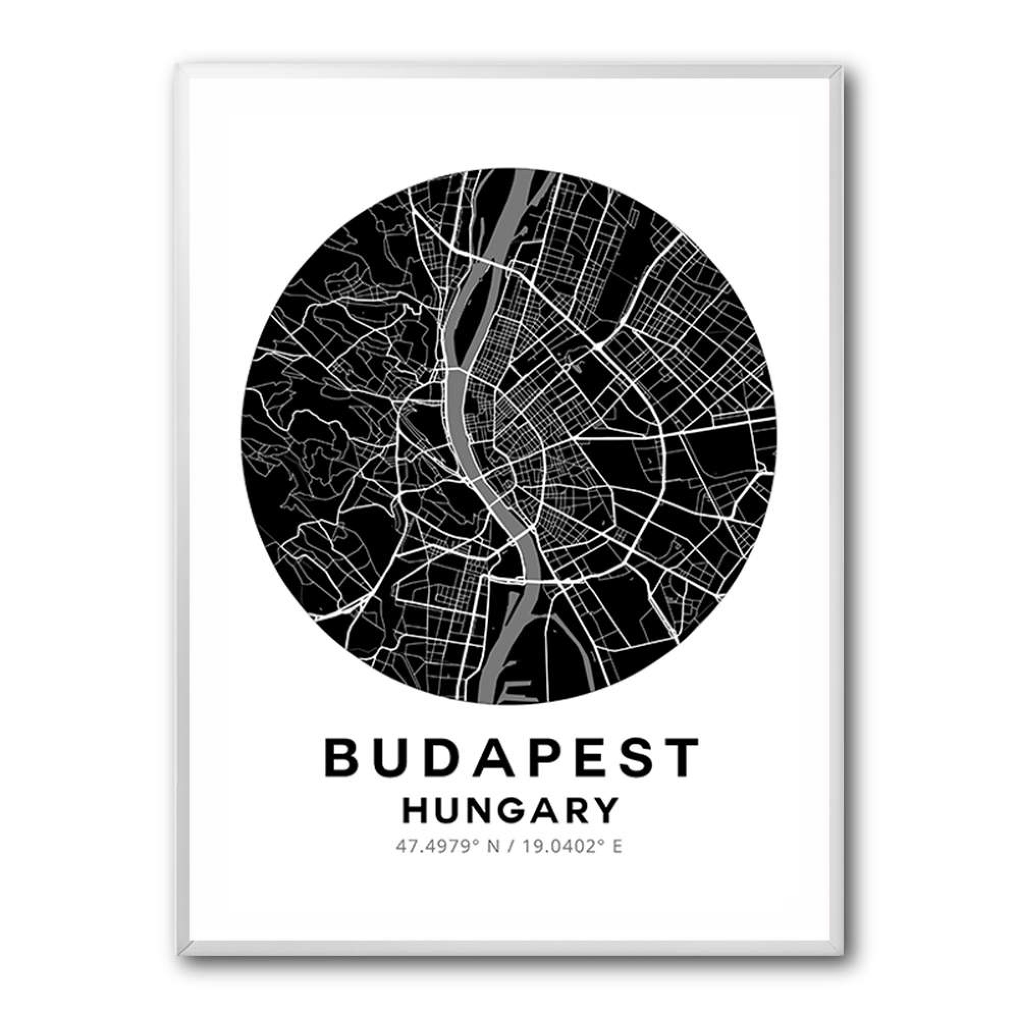 Budapest Map Round Style Wall Art