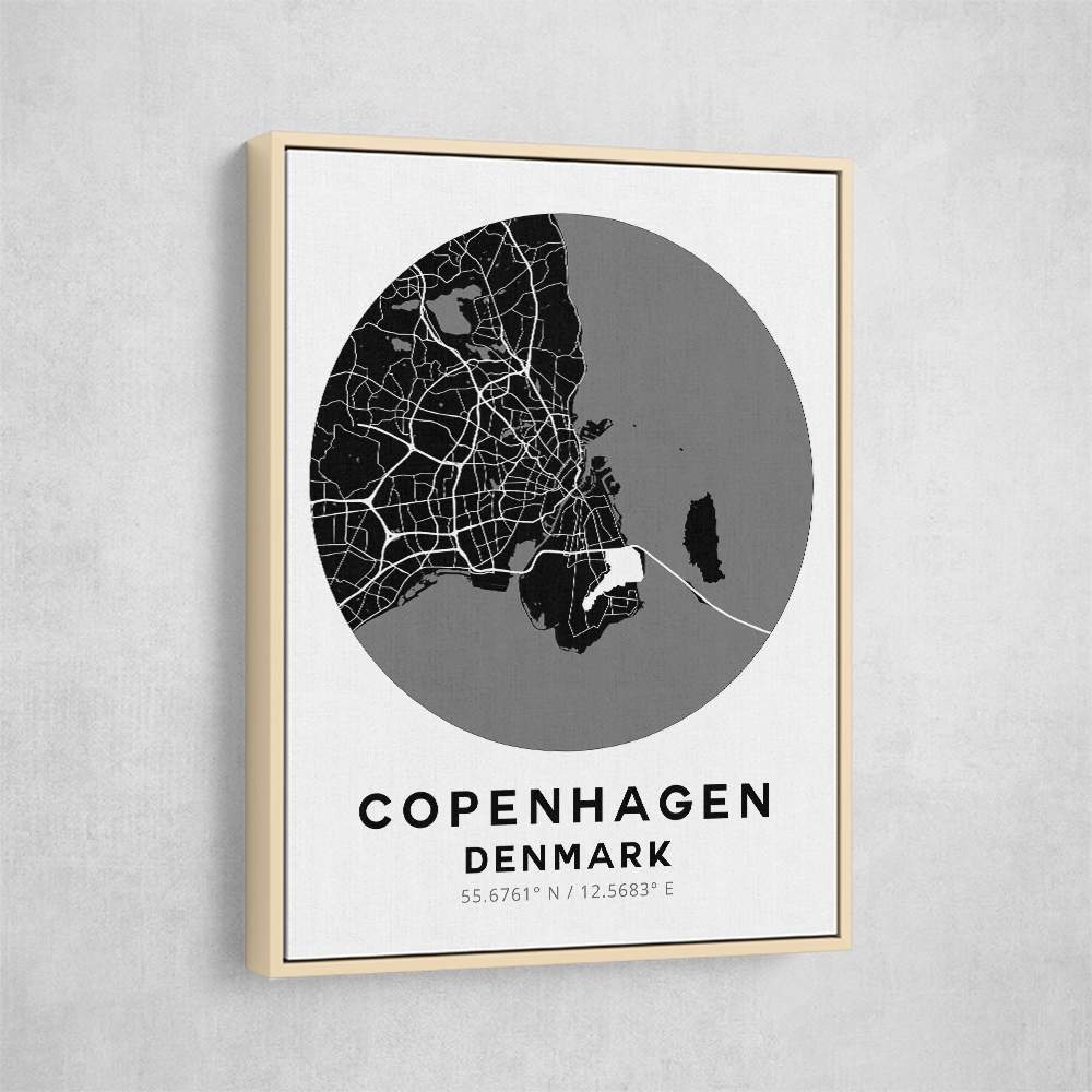 Copenhagen Map Round Style Wall Art