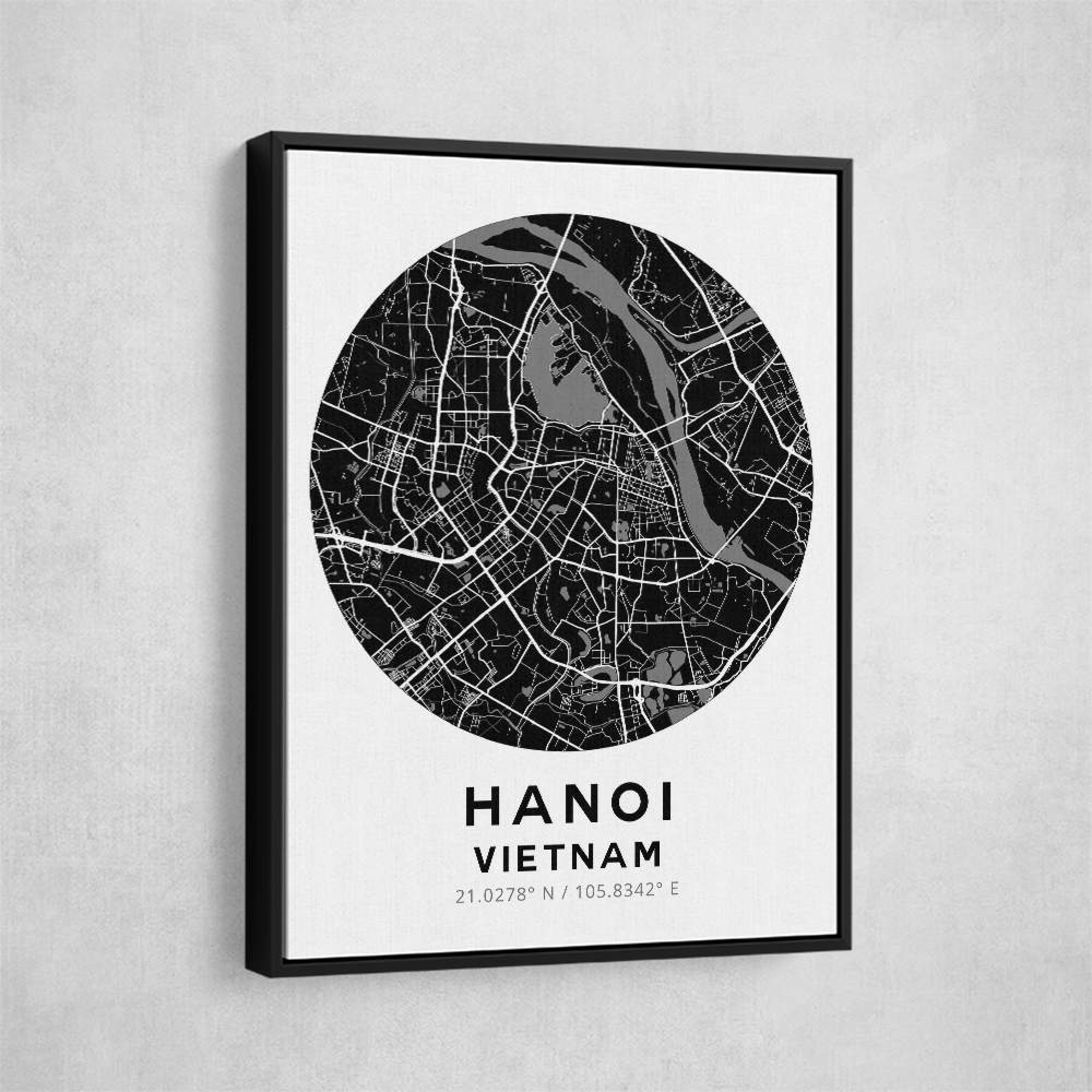 Hanoi Map Round Style Wall Art