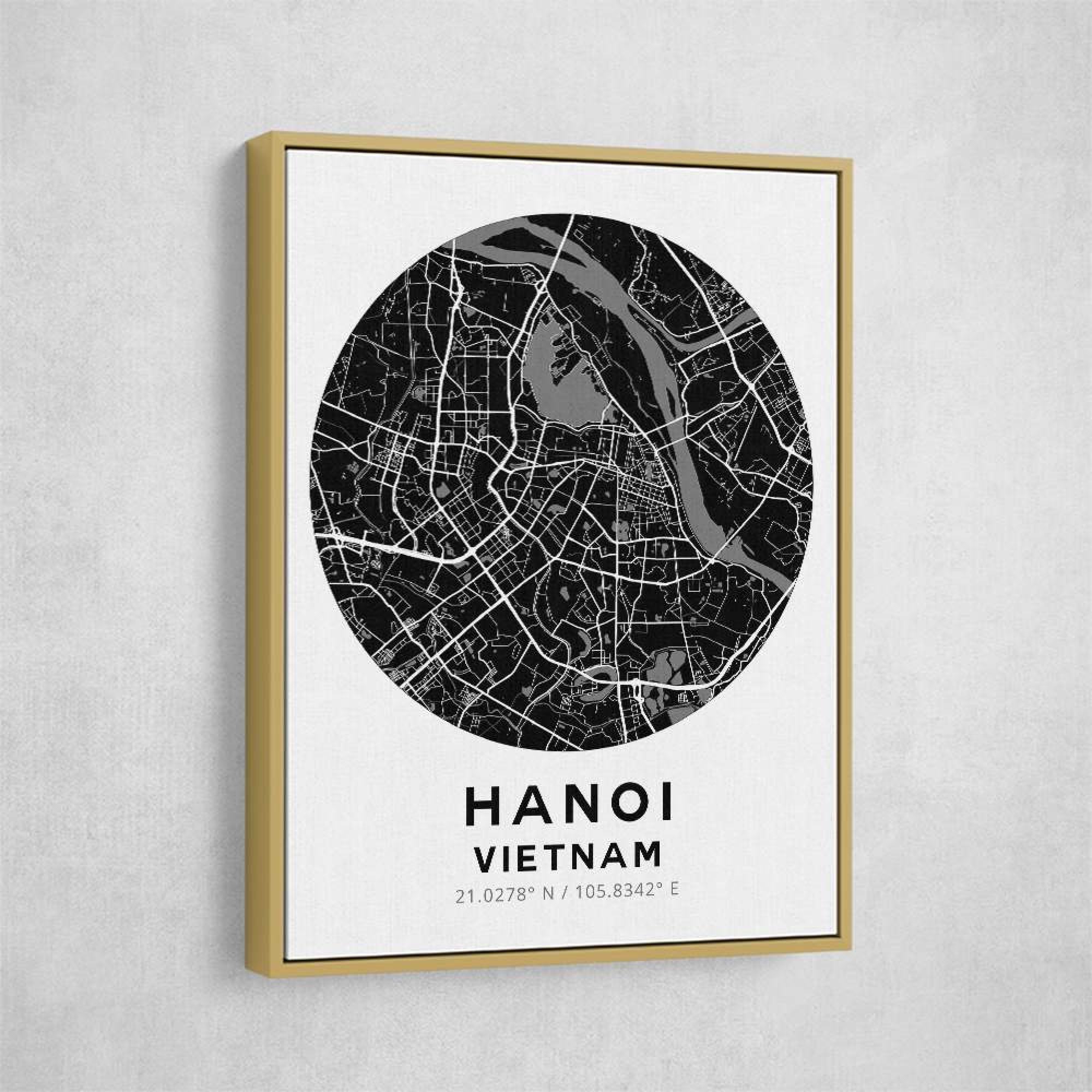 Hanoi Map Round Style Wall Art