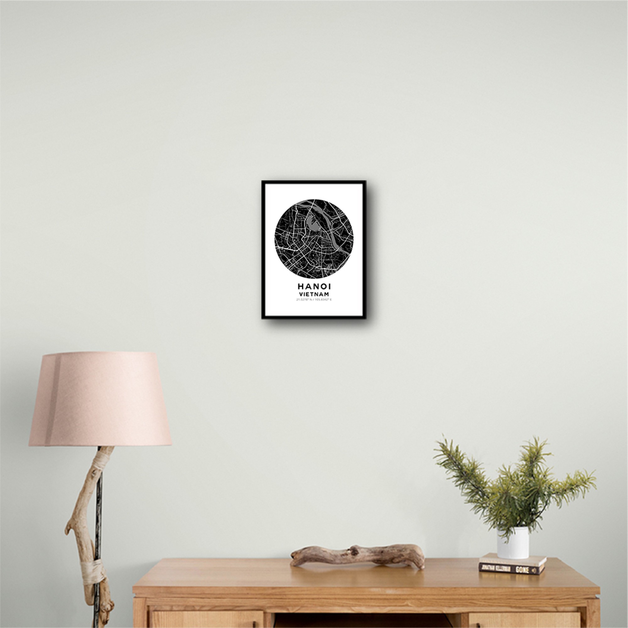 Hanoi Map Round Style Wall Art