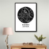 Hanoi Map Round Style Wall Art