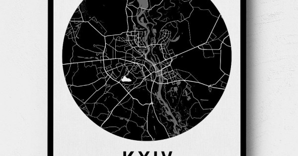 Kyiv Map Round Style Wall Art