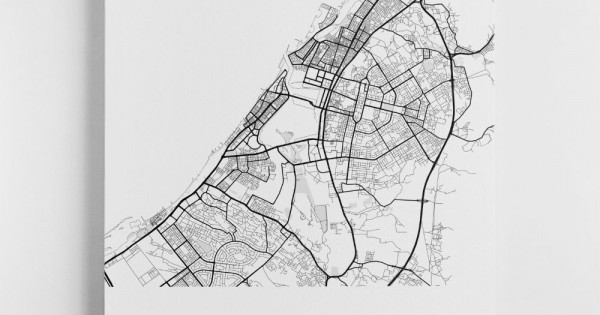 Ras Al Khaimah City Map Wall Art – Modern Minimalist UAE Map Print