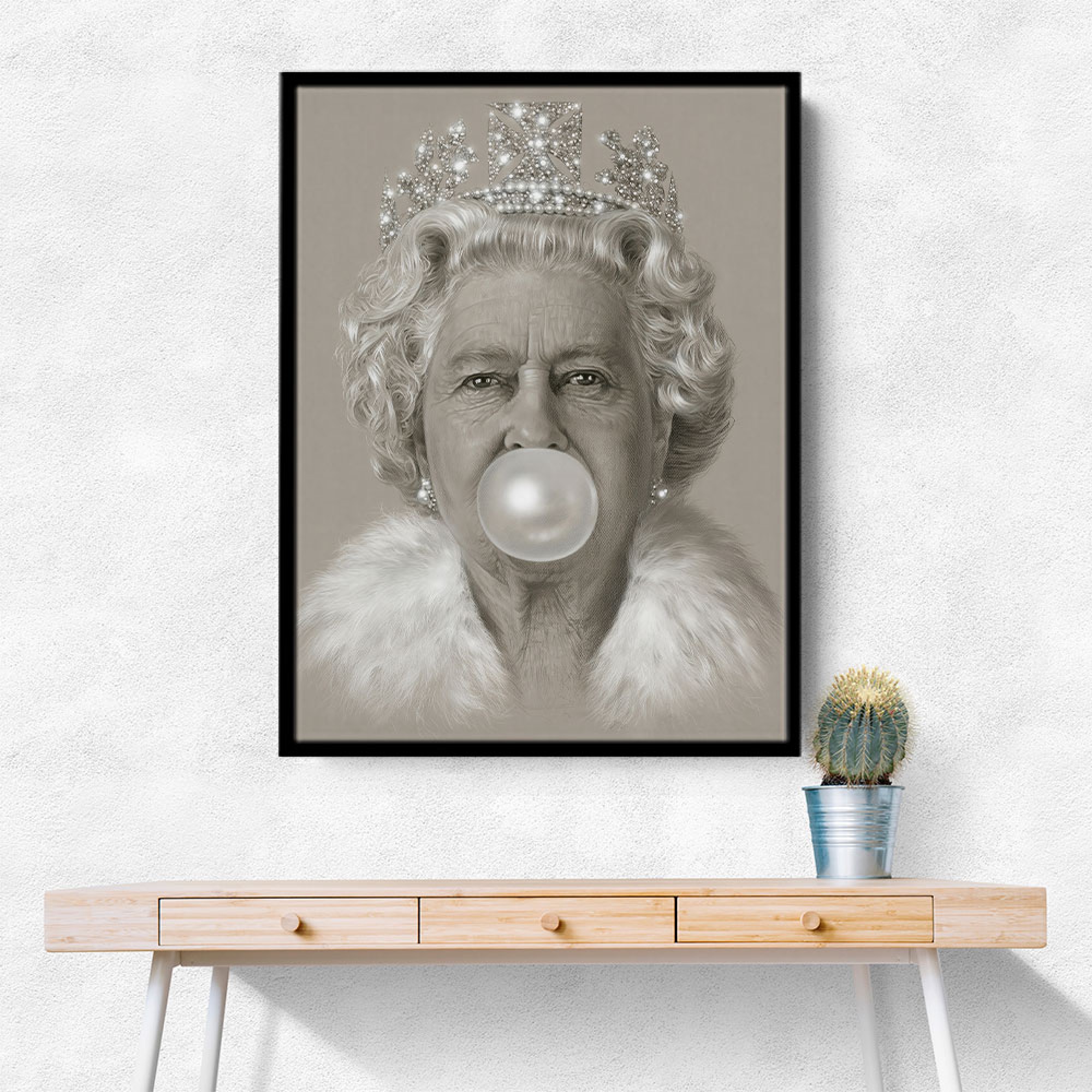Queen Elizabeth II Bubble Gum Wall Art