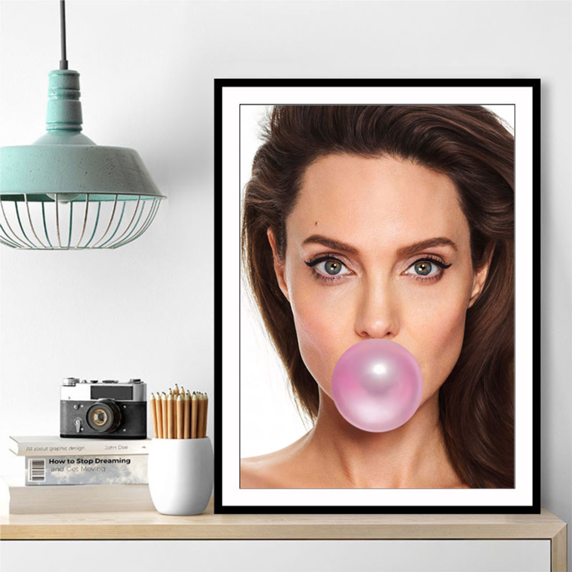 Angelina Jolie Bubble Gum Wall Art