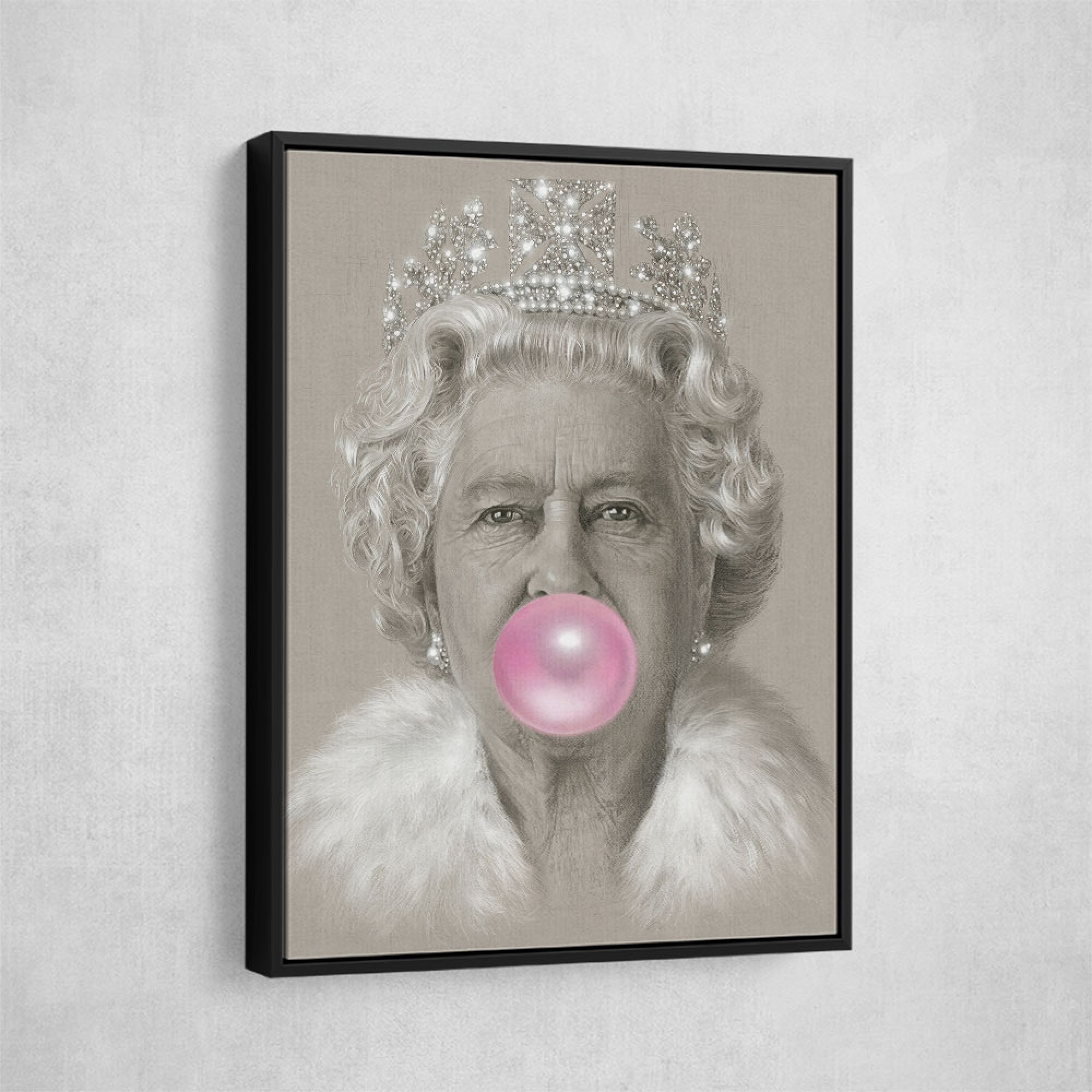 Queen Elizabeth II Pink Bubble Gum Wall Art