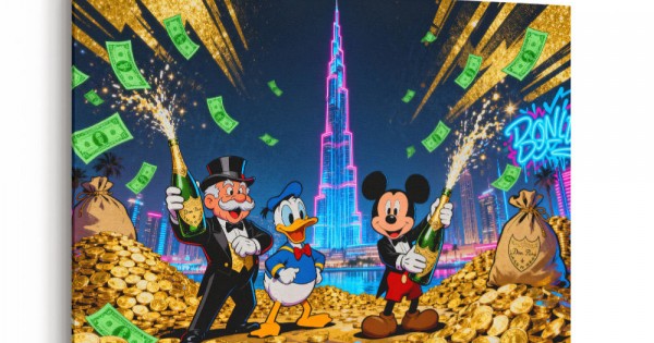 Fortune Fireworks Wall Art – Monopoly Man, Mickey, Donald & Burj ...