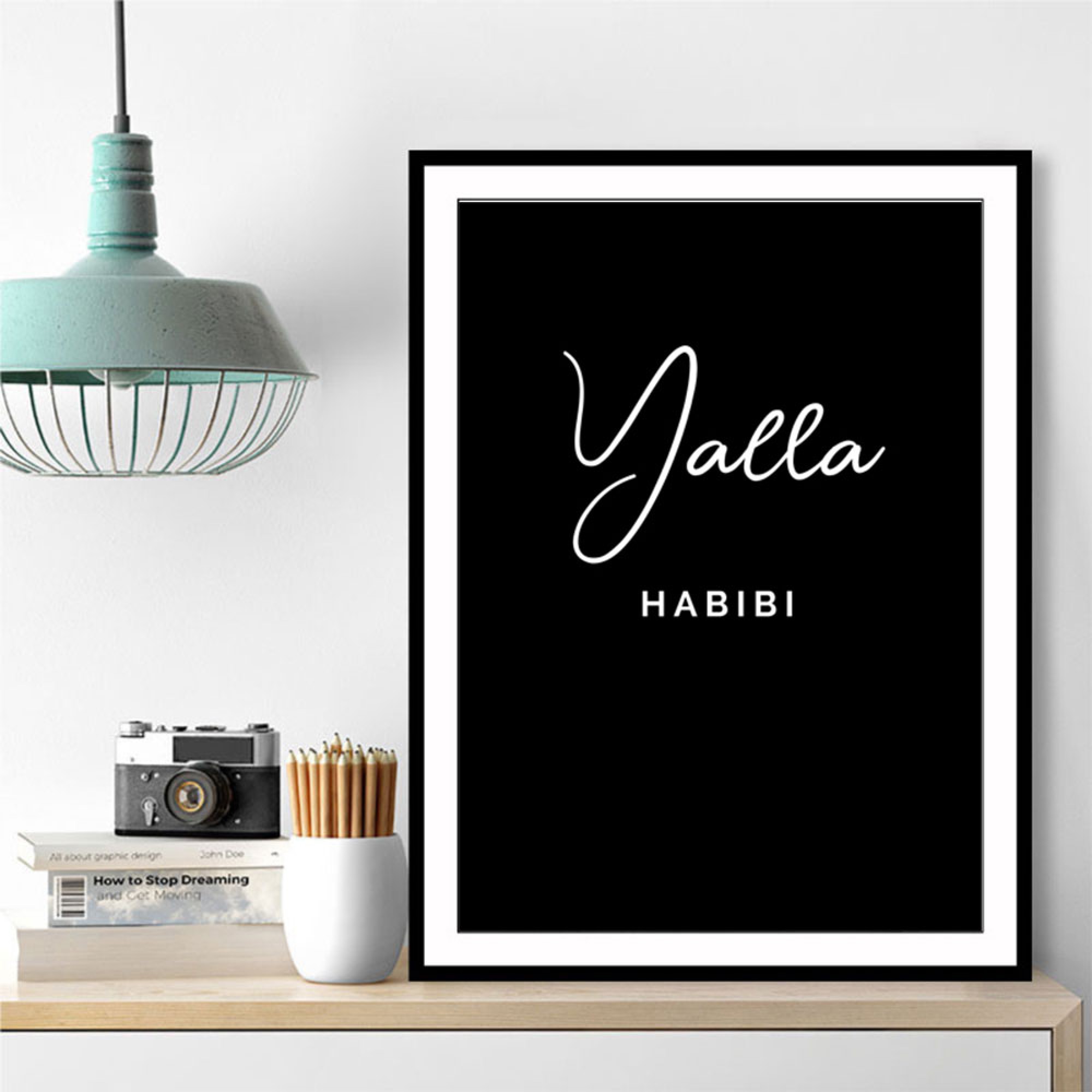 Yalla Habibi - Black Wall Art