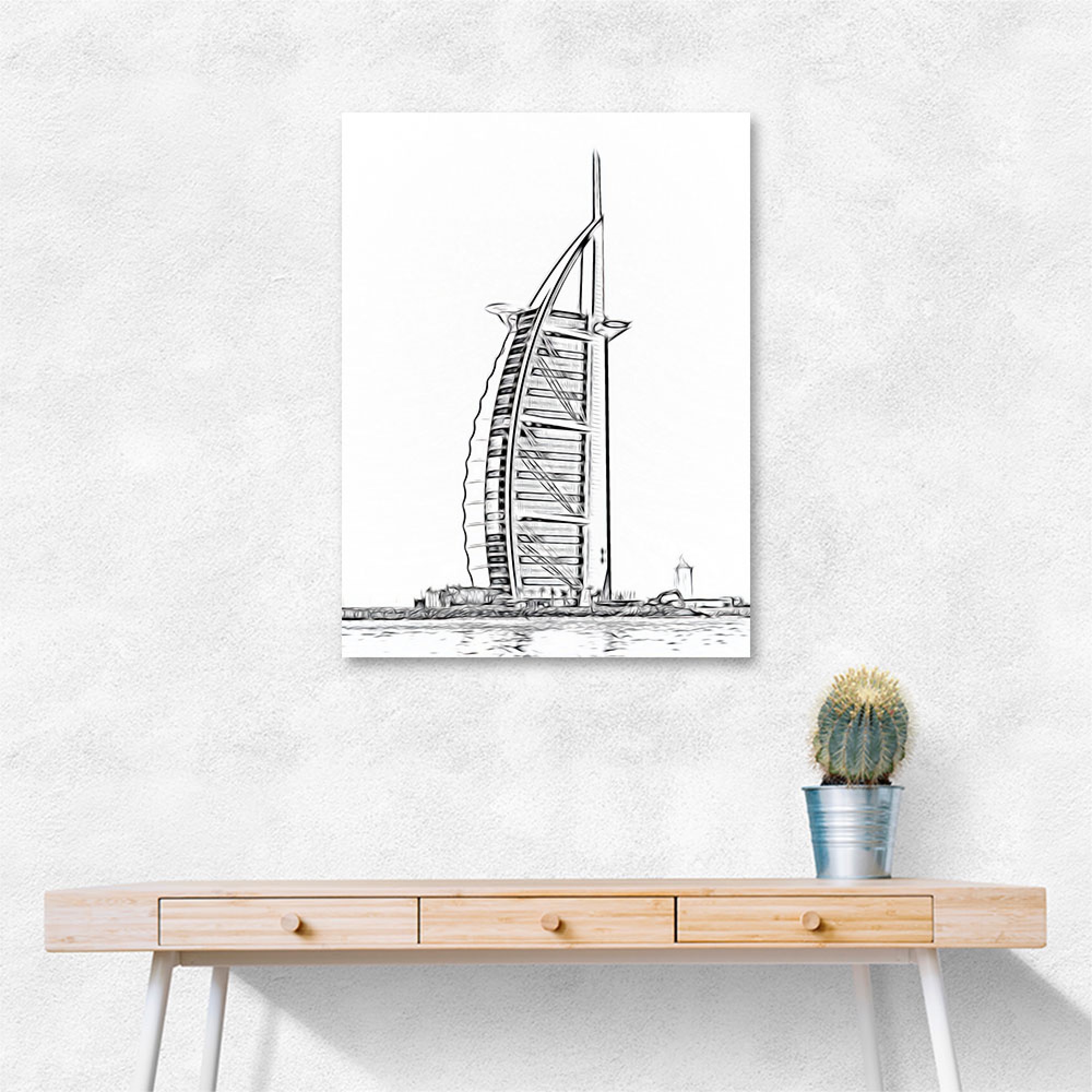 Burj Al Arab Pencil Drawing Wall Art