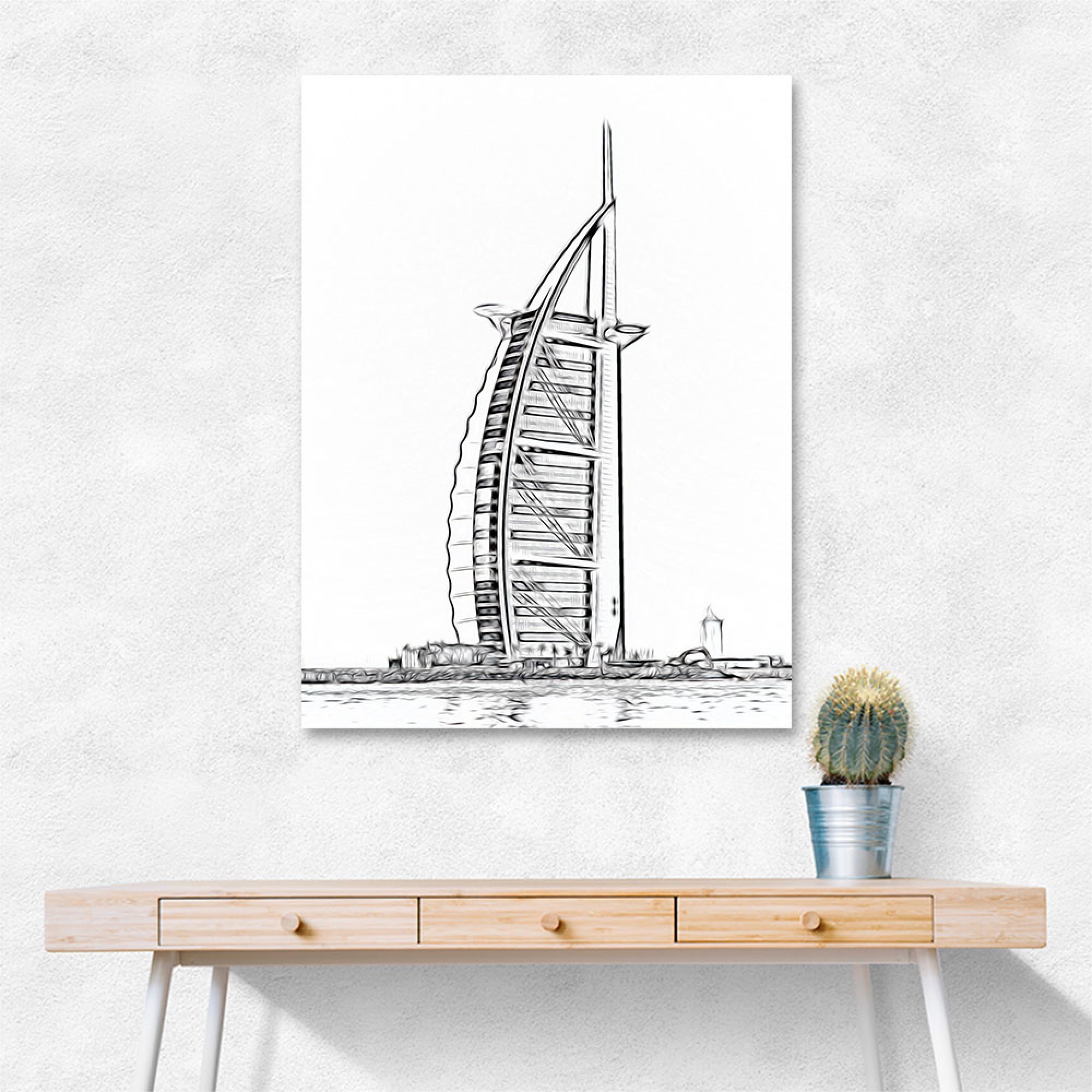 Burj Al Arab Pencil Drawing Wall Art