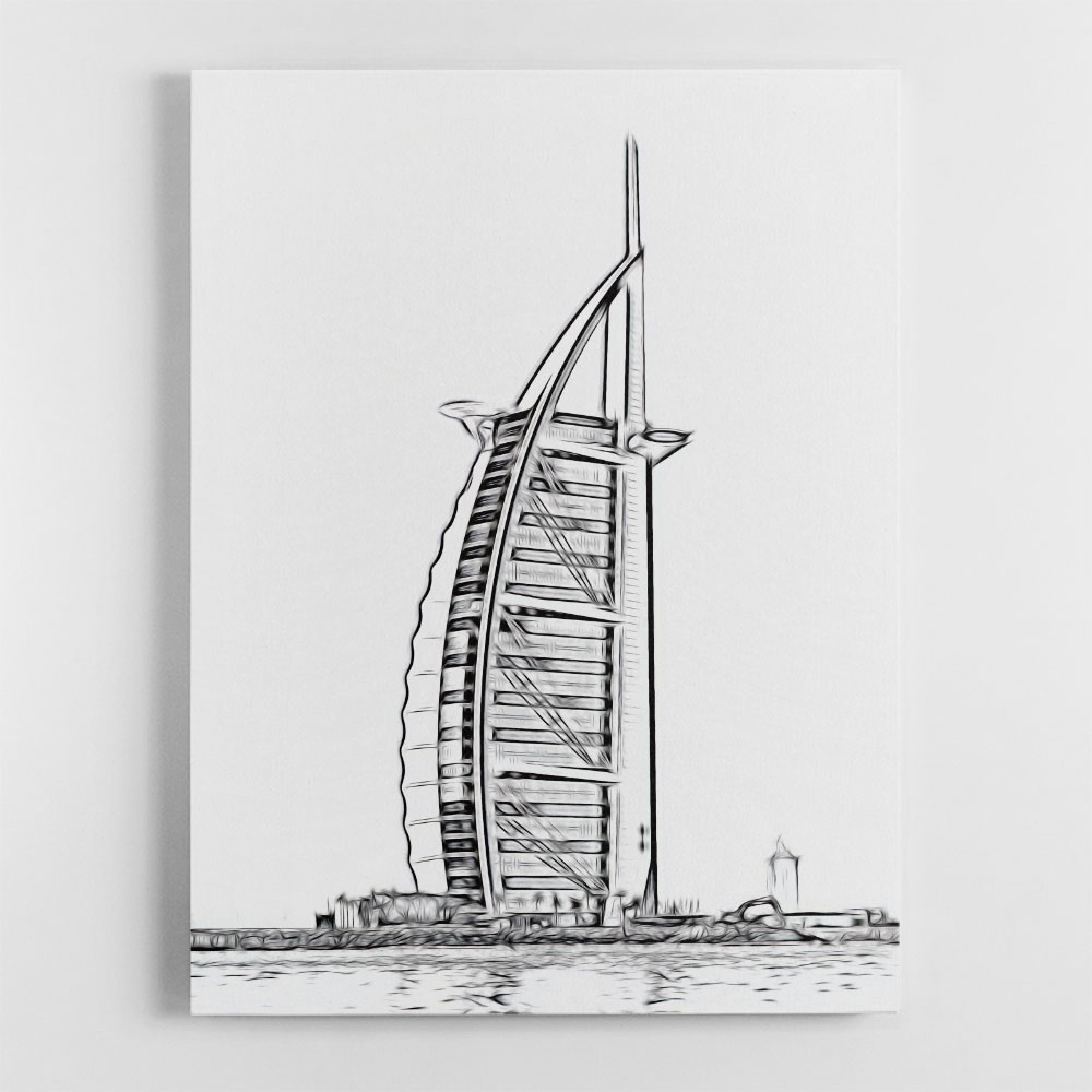 Burj Al Arab Pencil Drawing Wall Art