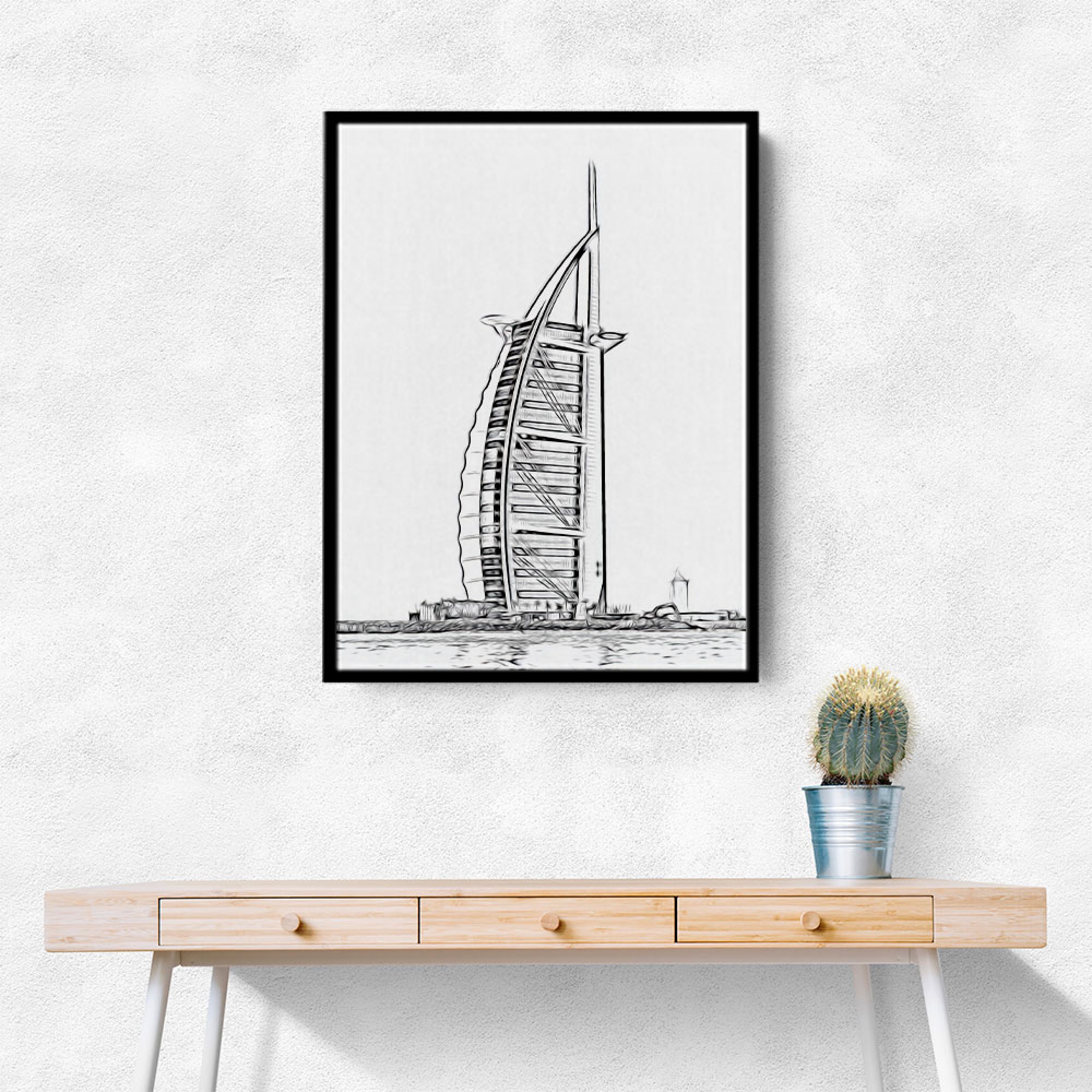 Burj Al Arab Pencil Drawing Wall Art