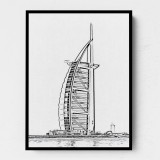 Burj Al Arab Pencil Drawing Wall Art