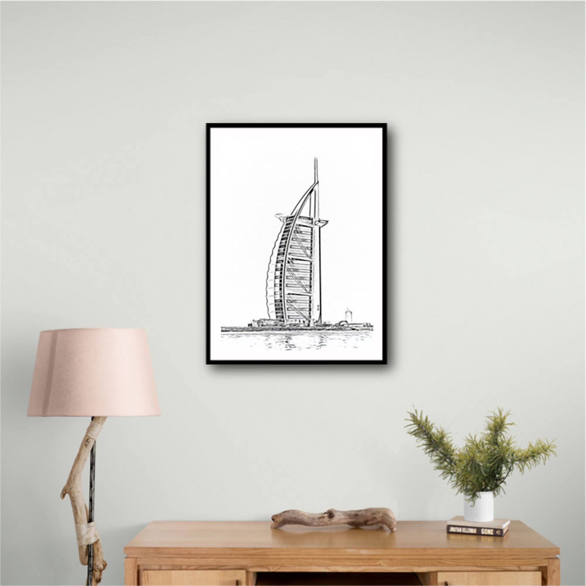 Burj Al Arab Pencil Drawing Wall Art