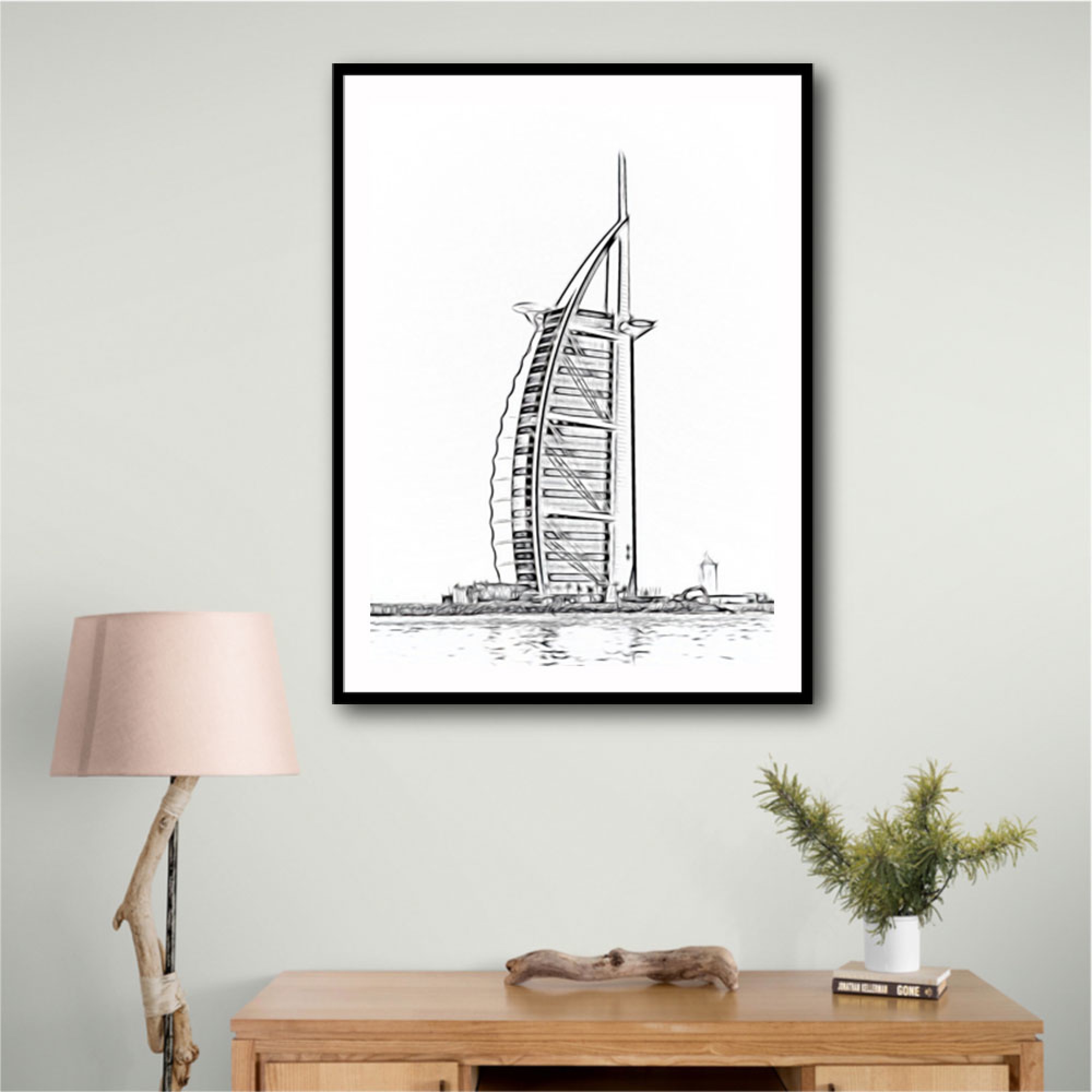 Burj Al Arab Pencil Drawing Wall Art