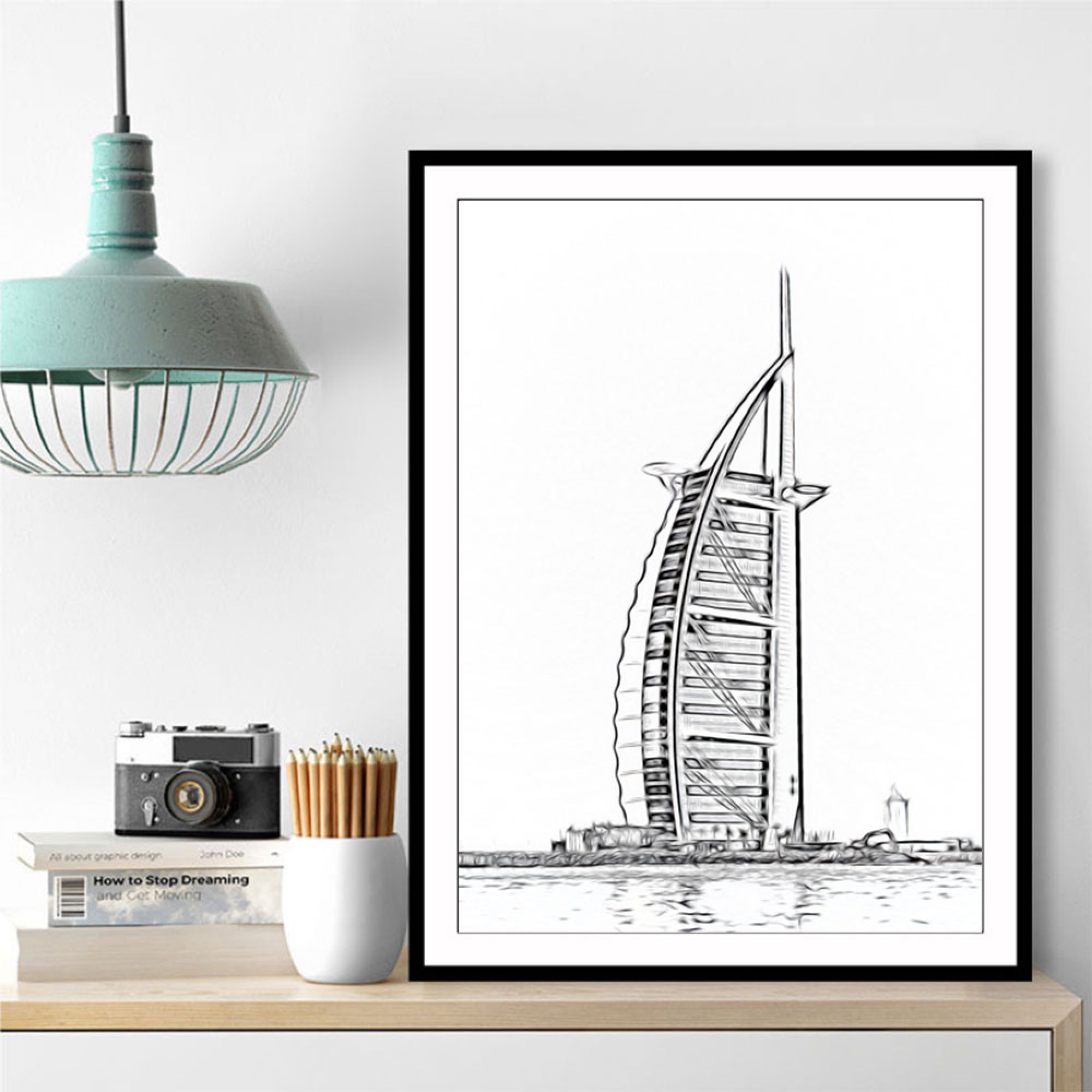 Burj Al Arab Pencil Drawing Wall Art