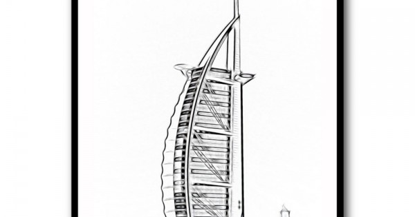 Burj Al Arab Pencil Drawing Wall Art