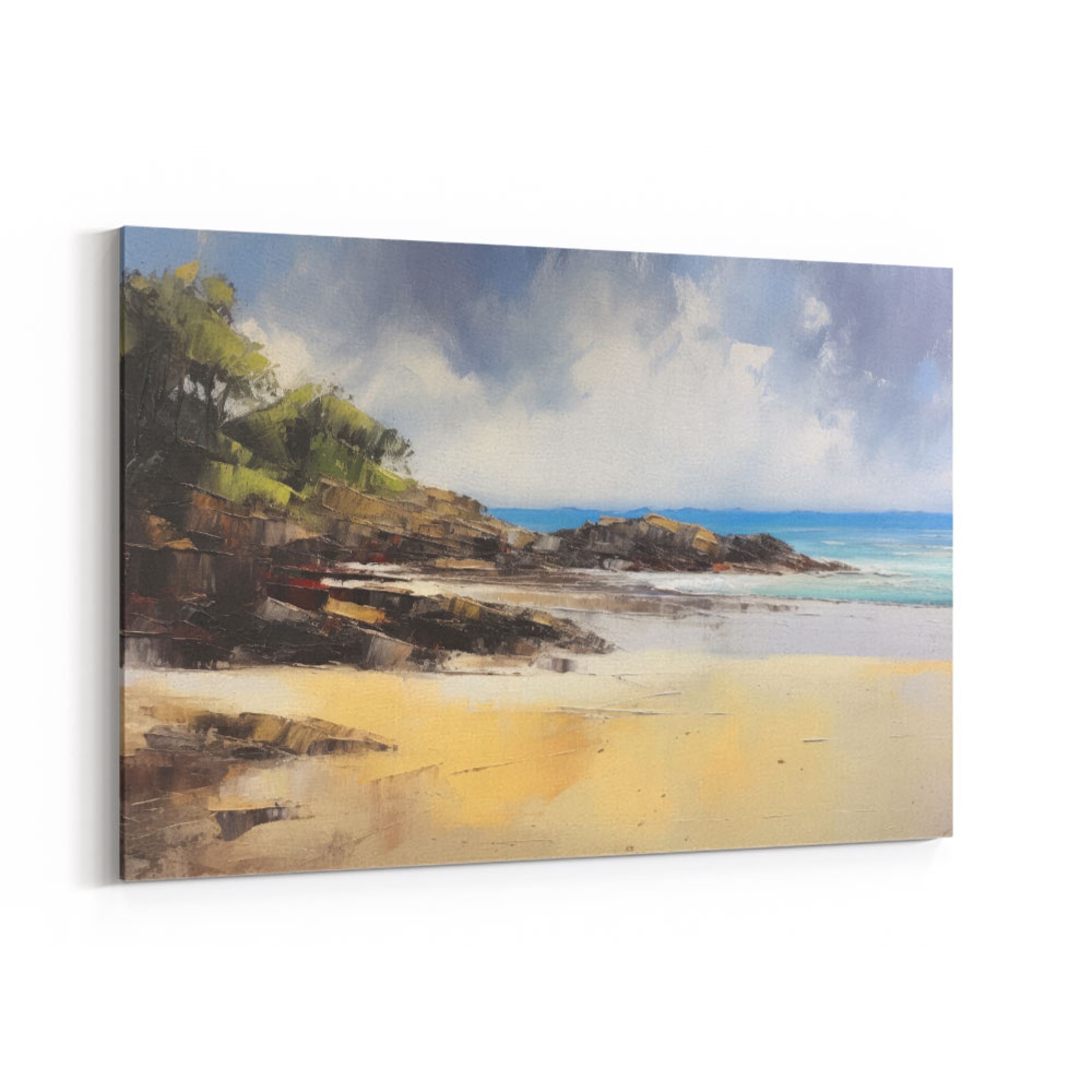 Beach Landscape In Acrylic Style Wall Art
