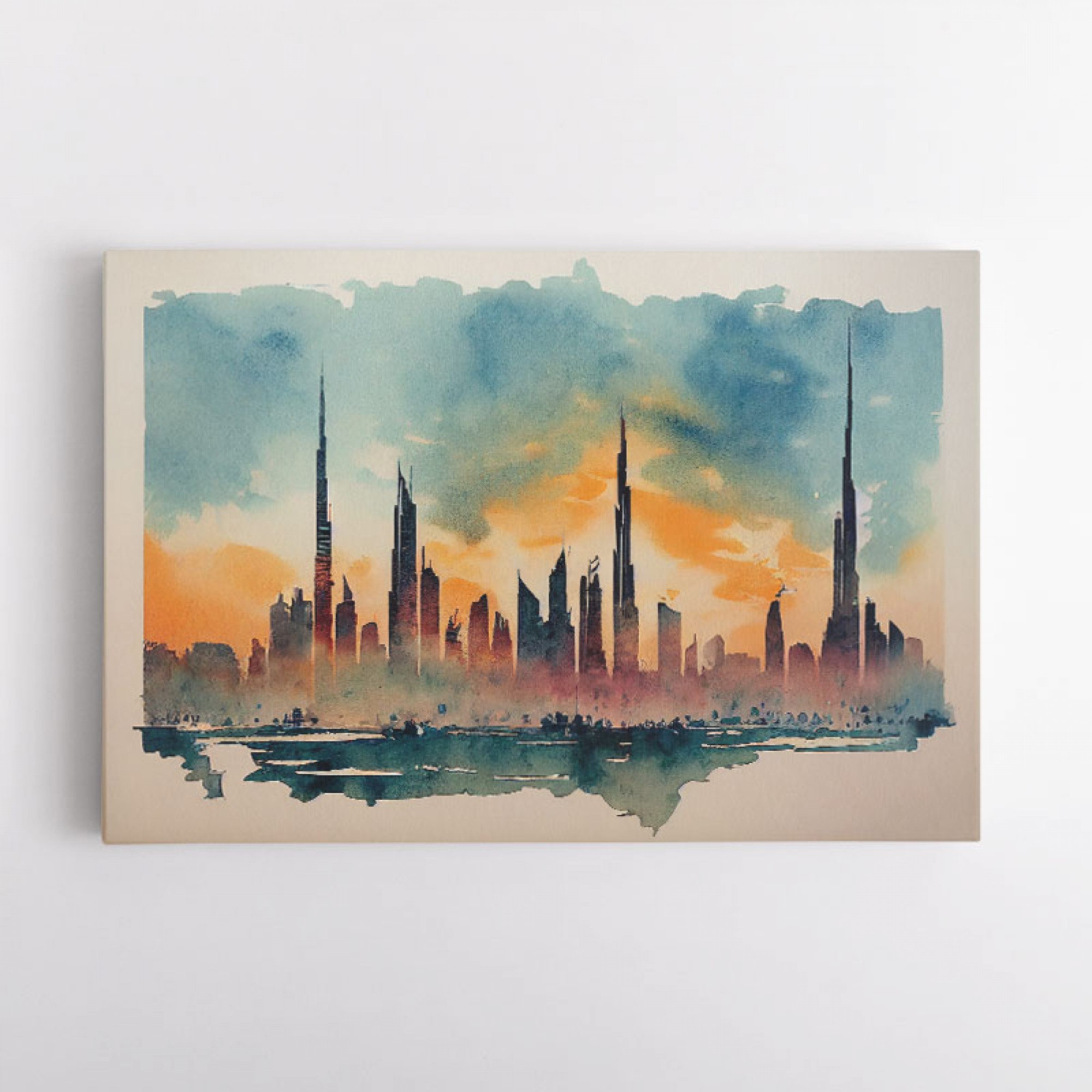 Dubai Skyline Watercolor Abstract
