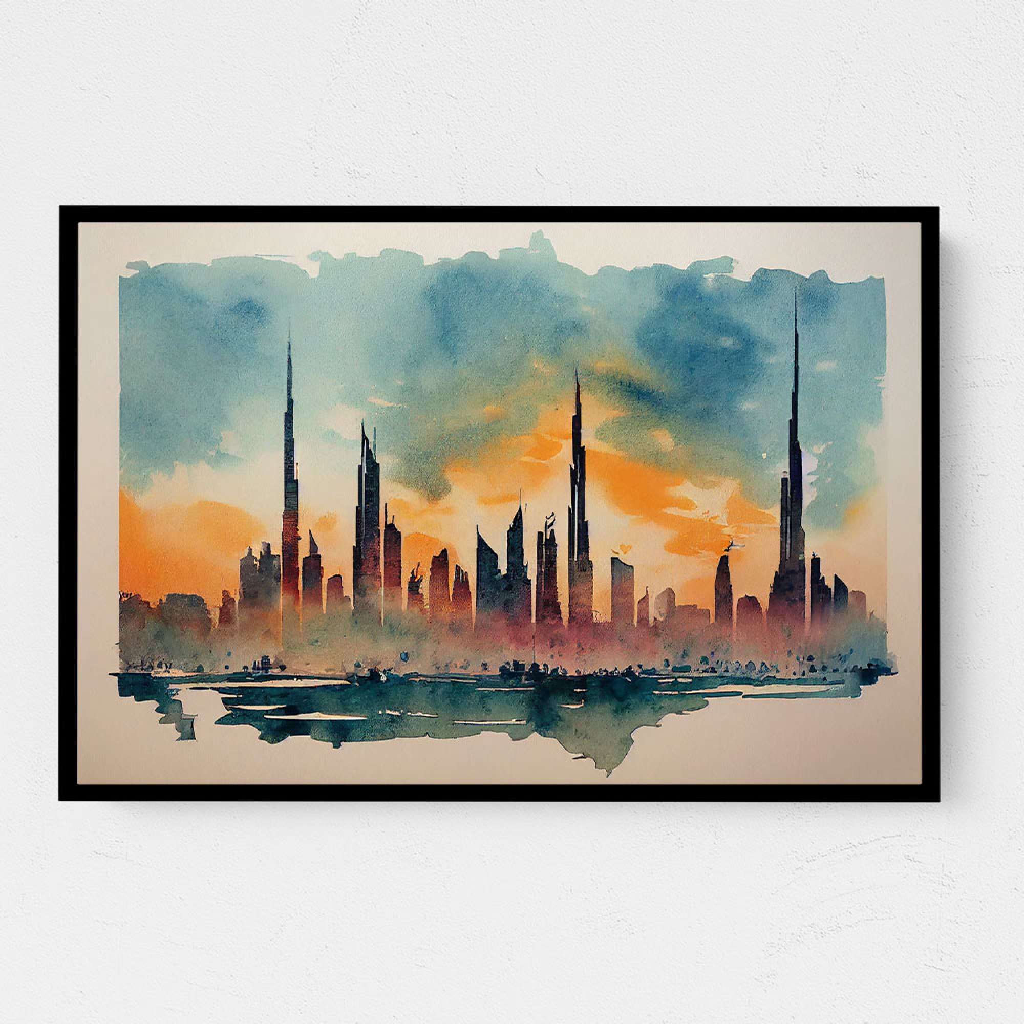 Dubai Skyline Watercolor Abstract