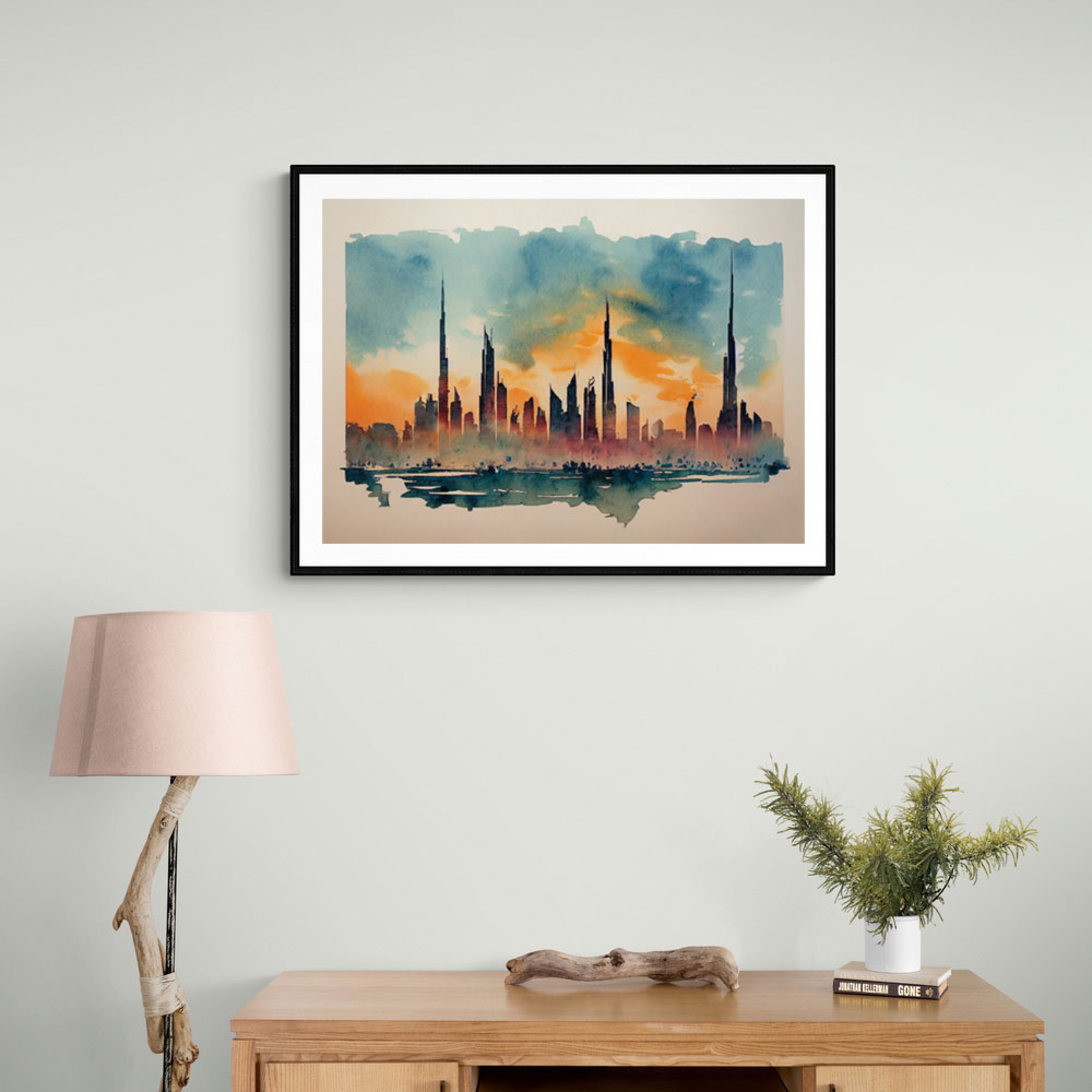 Dubai Skyline Watercolor Abstract