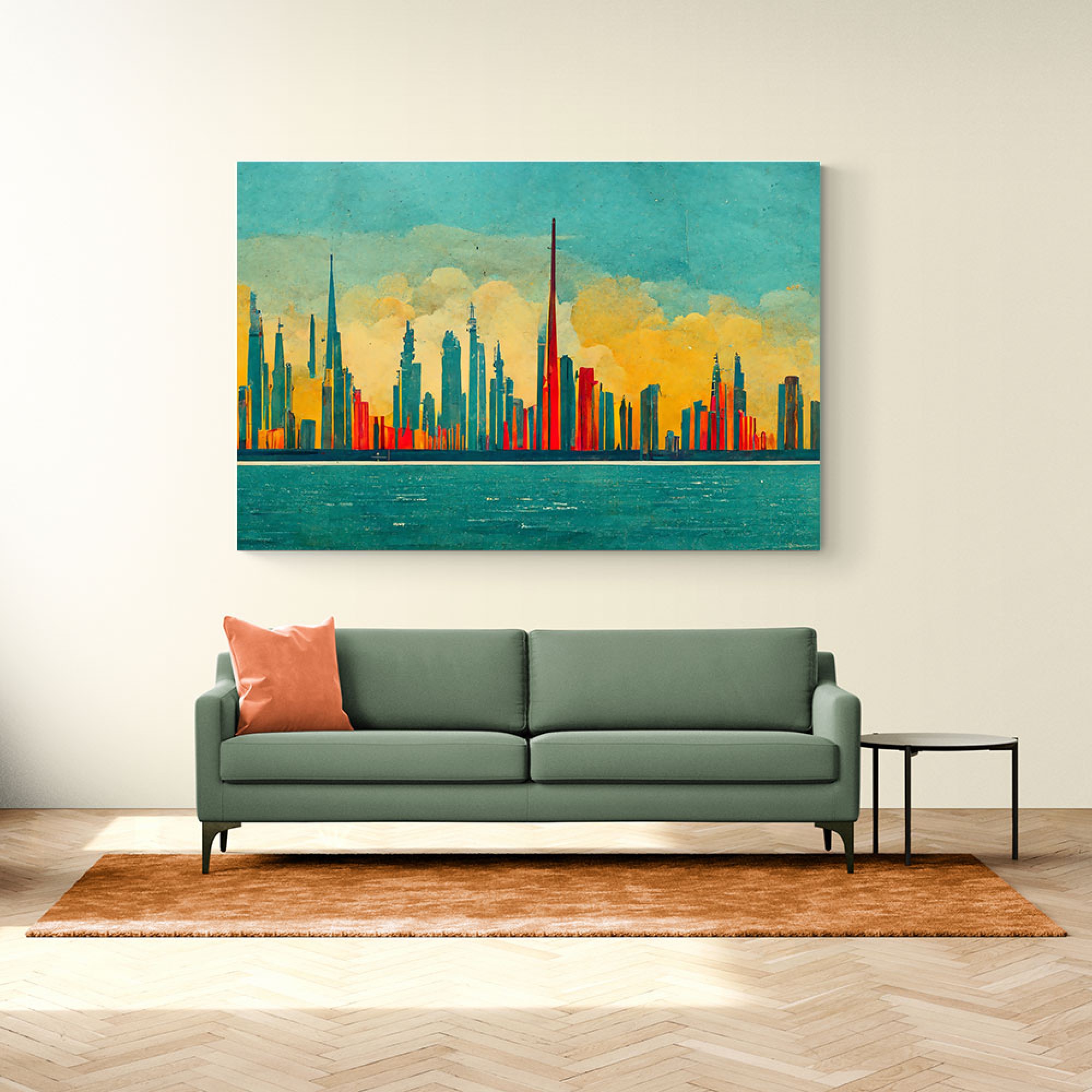 City Skyline in a Hockney Style Wall Art