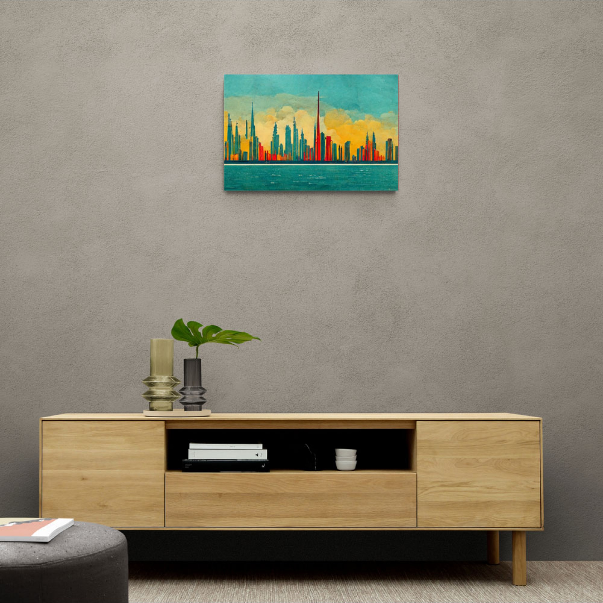 City Skyline in a Hockney Style Wall Art