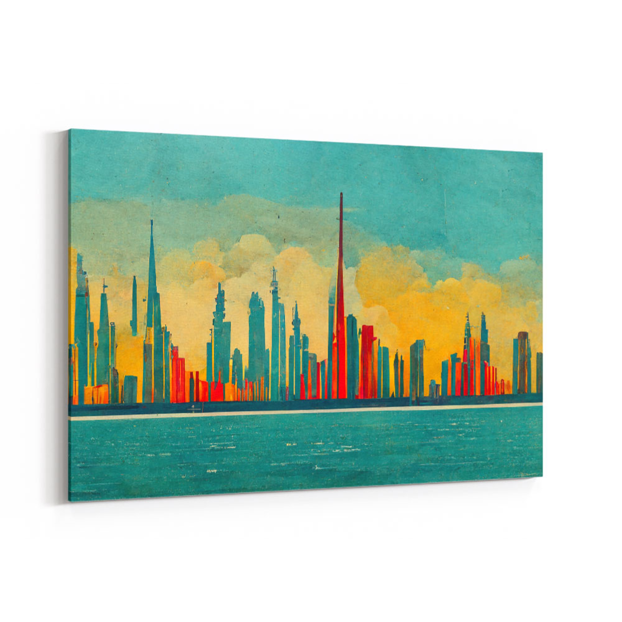 City Skyline in a Hockney Style Wall Art