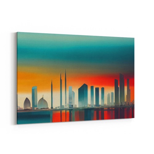Abstract Skyline Of Dubai in a Hockney Style Wall Art