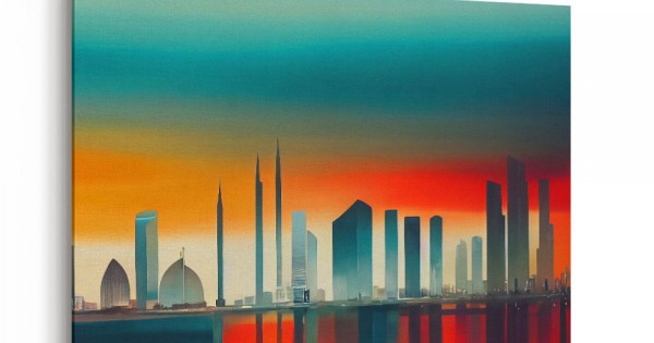 Abu Dhabi Skyline Abstract Wall Art