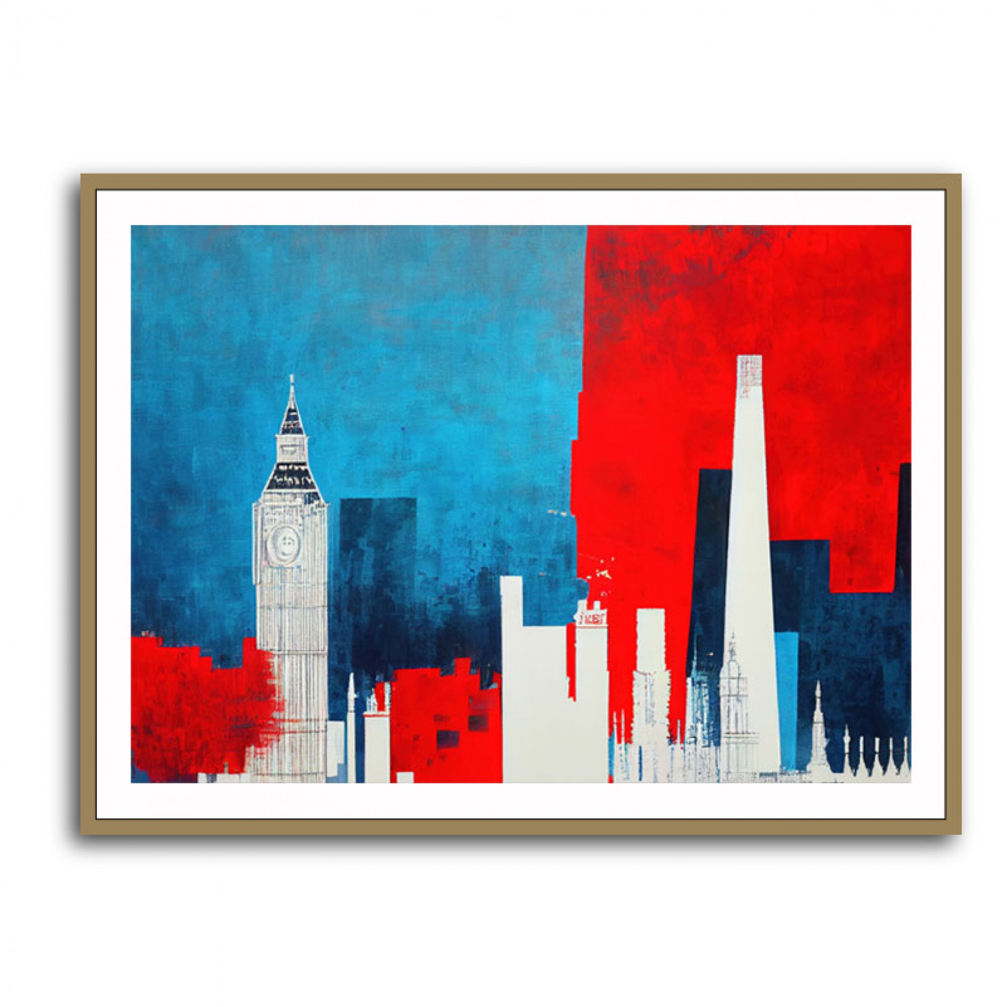 London Red & Blue Skyline Abstract Wall Art