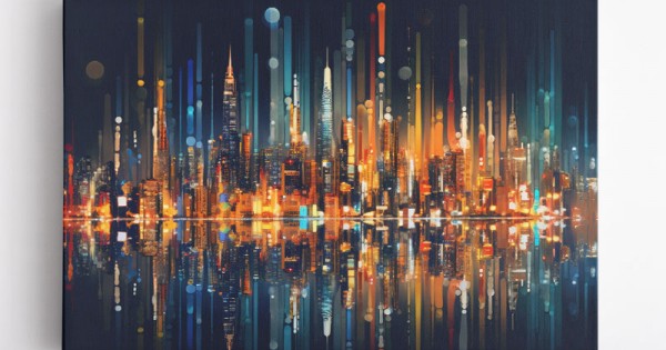 City Of Lights Abstract Skyline Wall Art