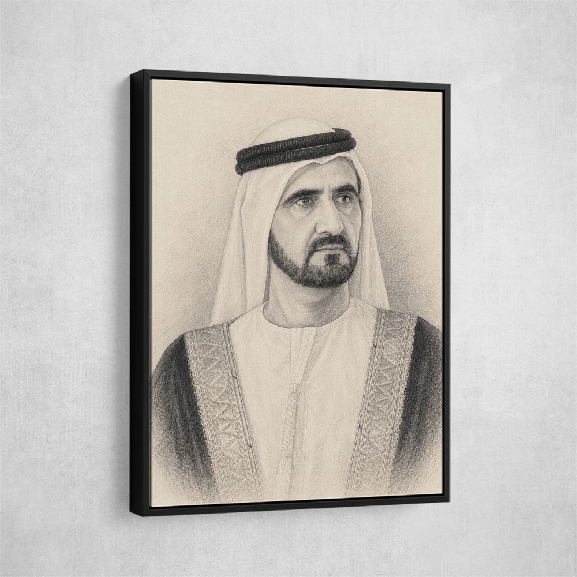 Sheikh Mohammed Pencil Sketch Portrait Wall Art UAE | Dubai Ruler Prints