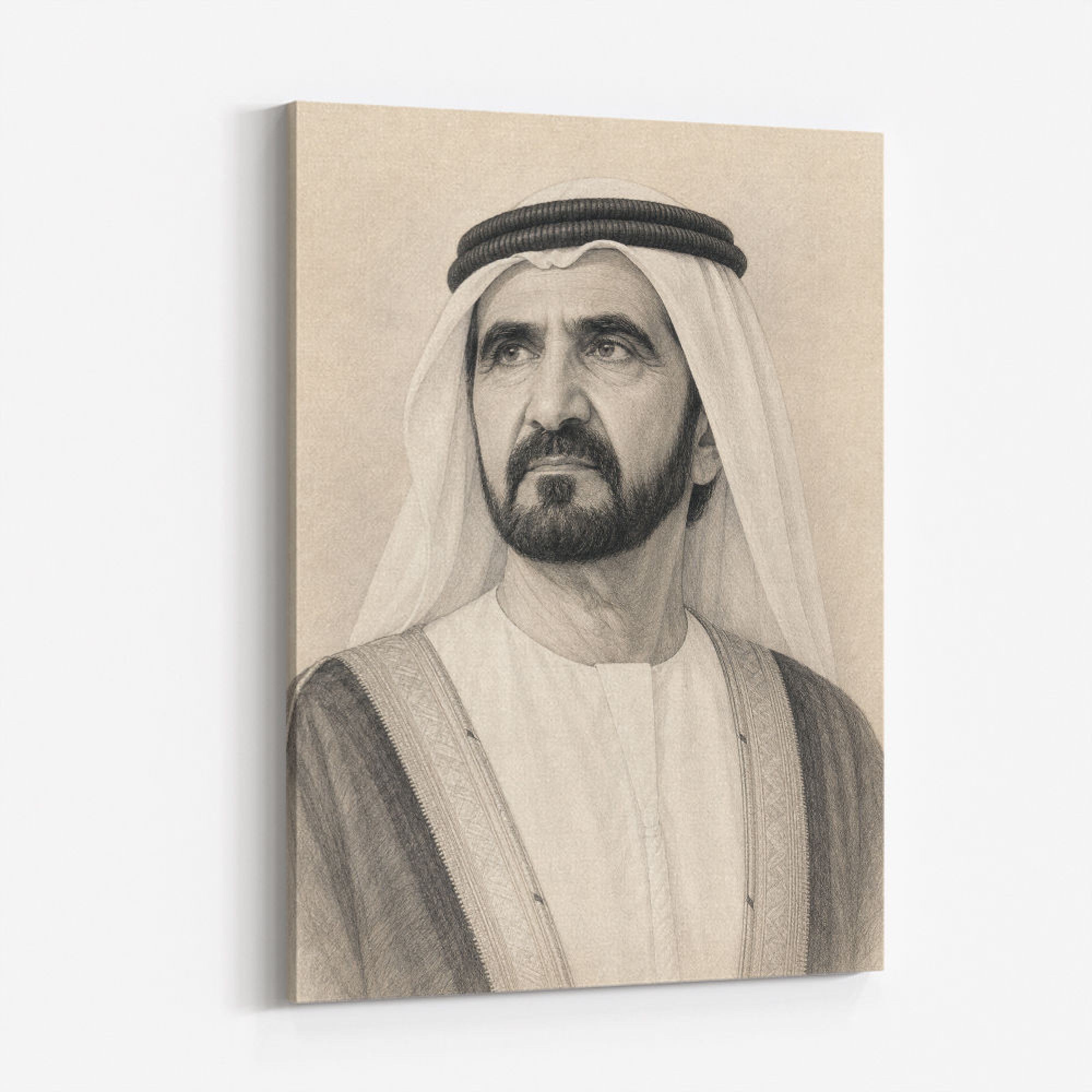 Sheikh Mohammed Pencil Sketch Portrait Wall Art UAE | Dubai Ruler Prints