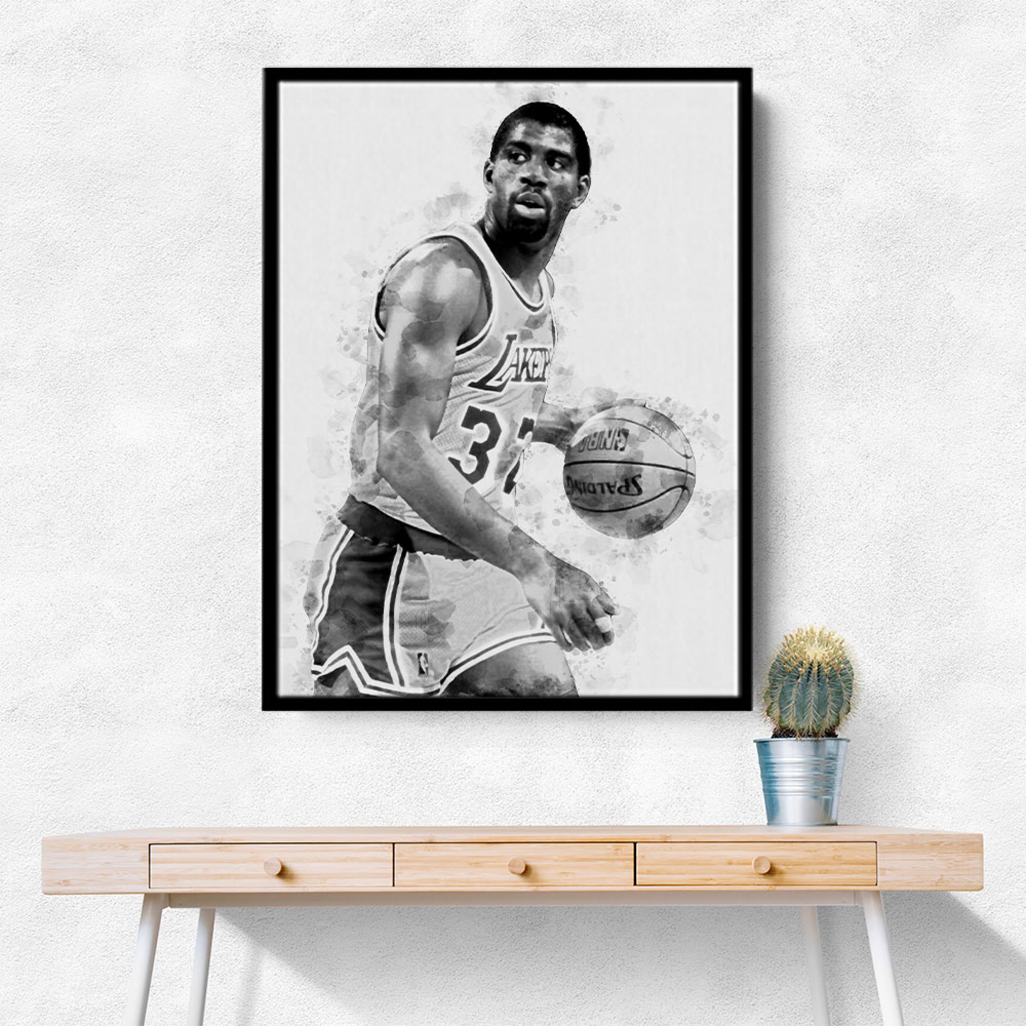 Magic Johnson Mono Abstract Wall Art