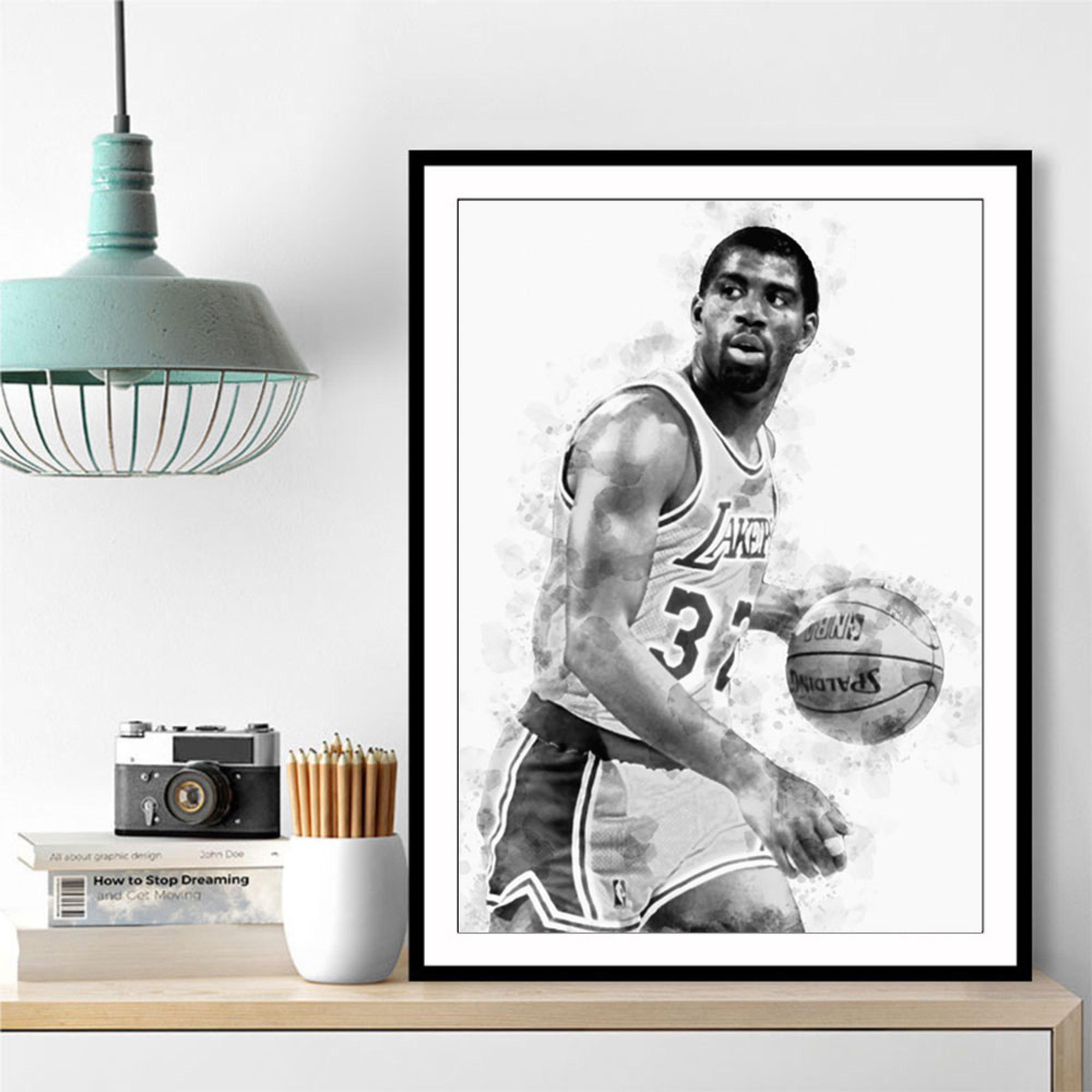Magic Johnson Mono Abstract Wall Art