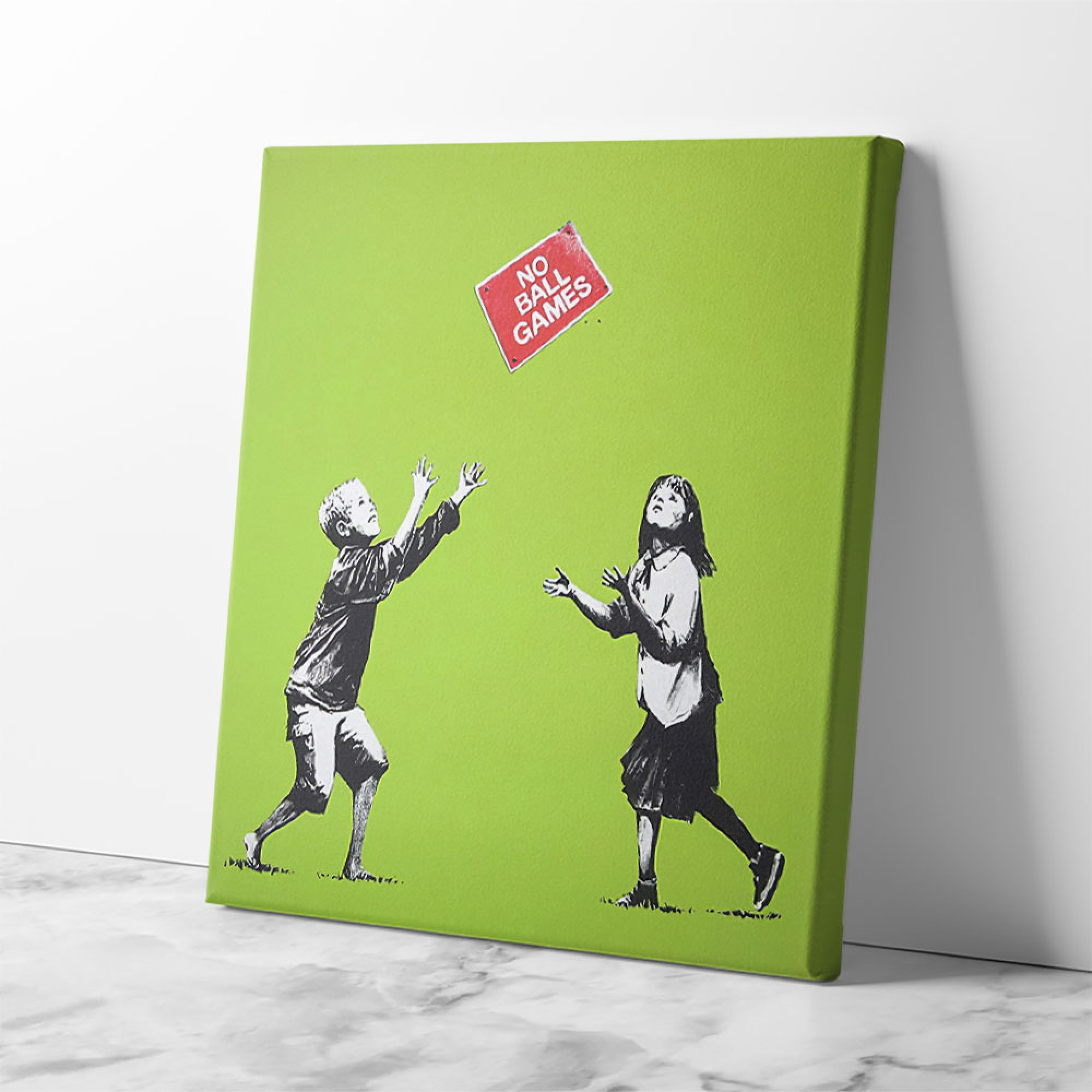No Ball Games Green Banksy Wall Art