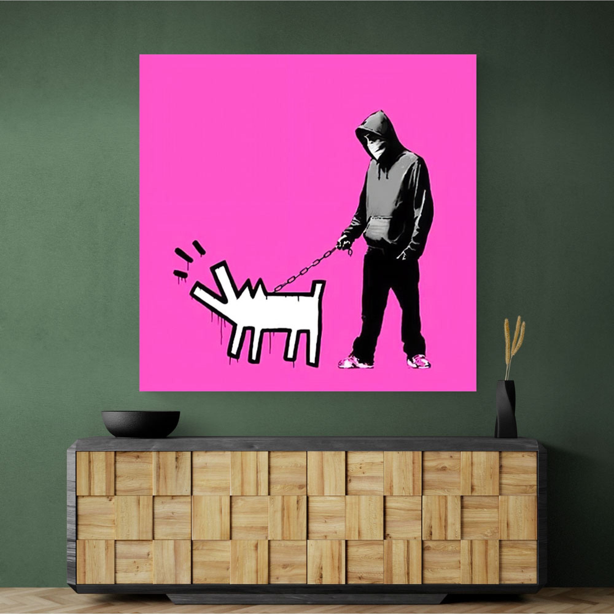 Choose Your Weapon Bright Pink Banksy Wall Art