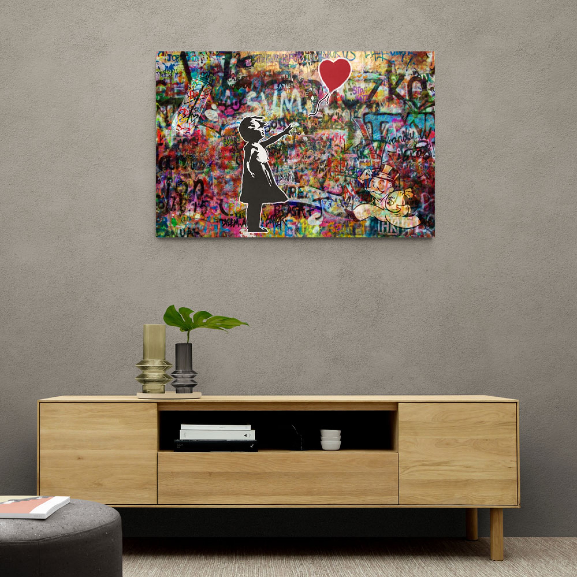Girl with a Balloon Graffiti Wall Art