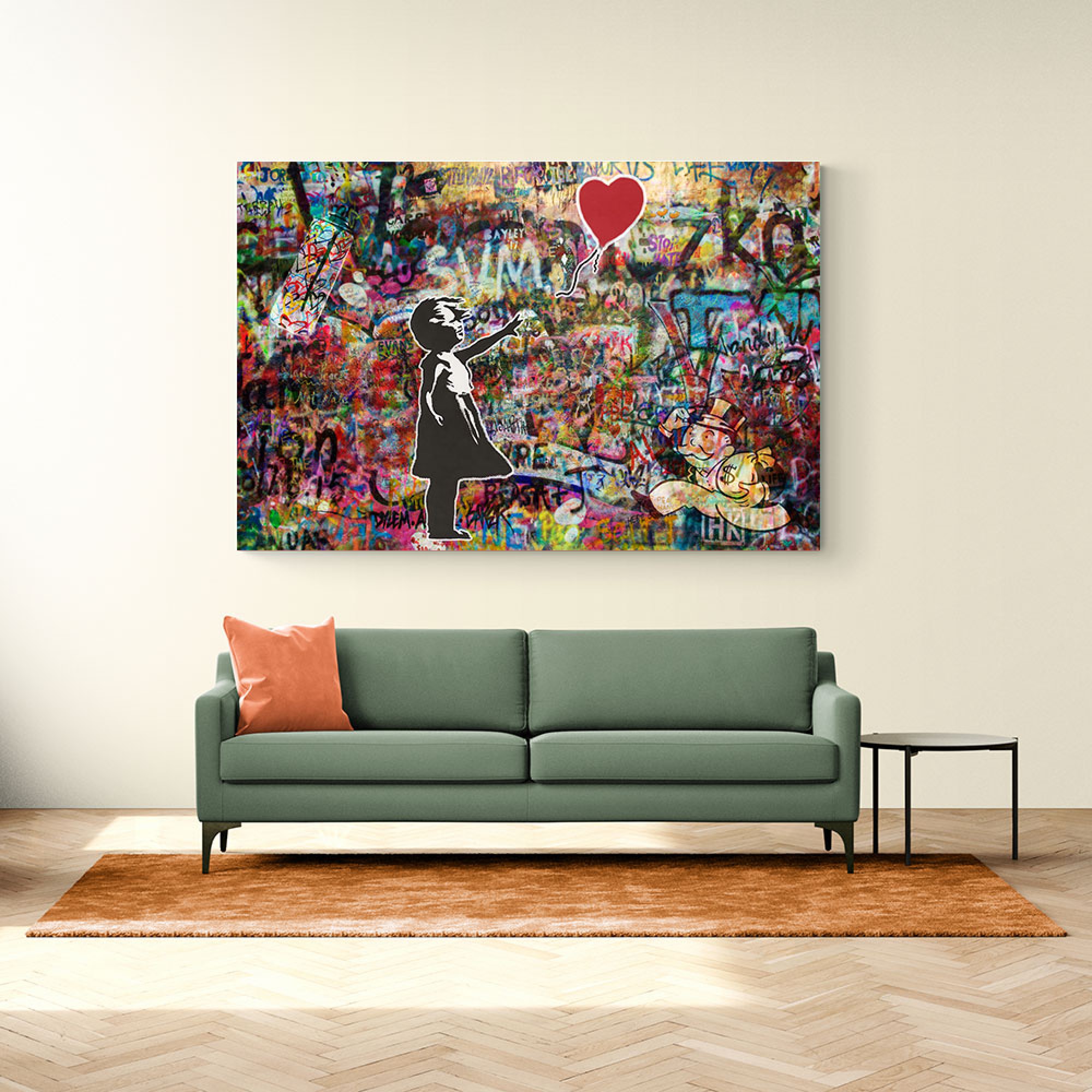 Girl with a Balloon Graffiti Wall Art